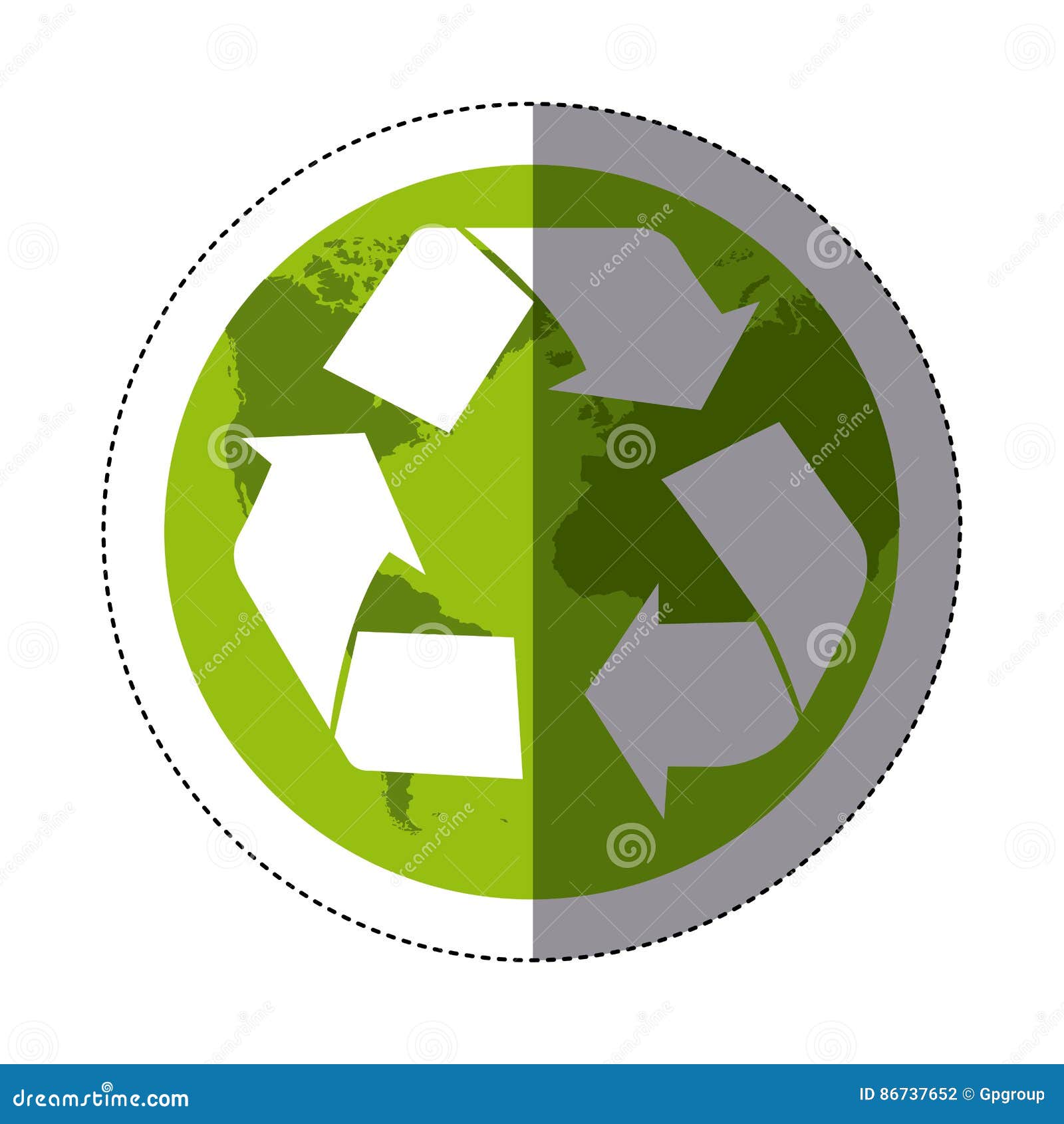 Sticker Color Map World with Recycling Symbol Stock Illustration ...