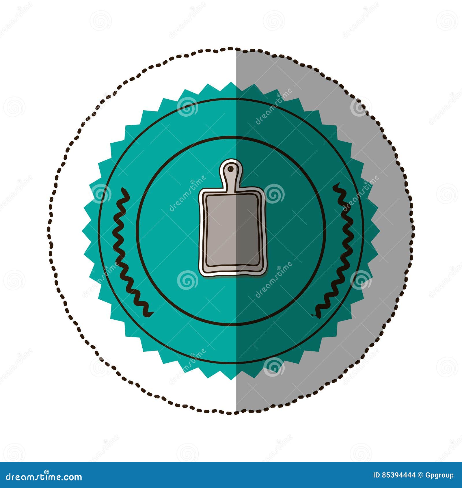 Sticker Color Round Frame with Chopping Board Stock Illustration ...
