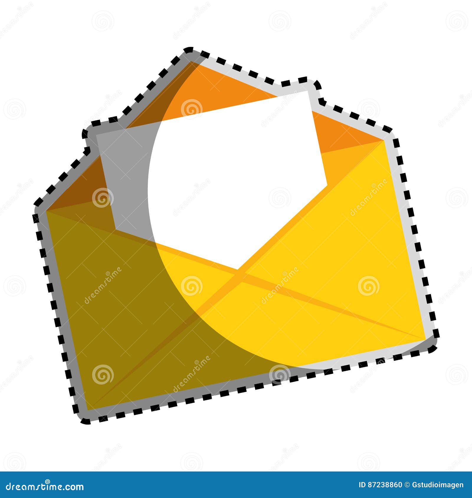 Sticker Color Silhouette with Open Envelope Mail Stock Vector ...