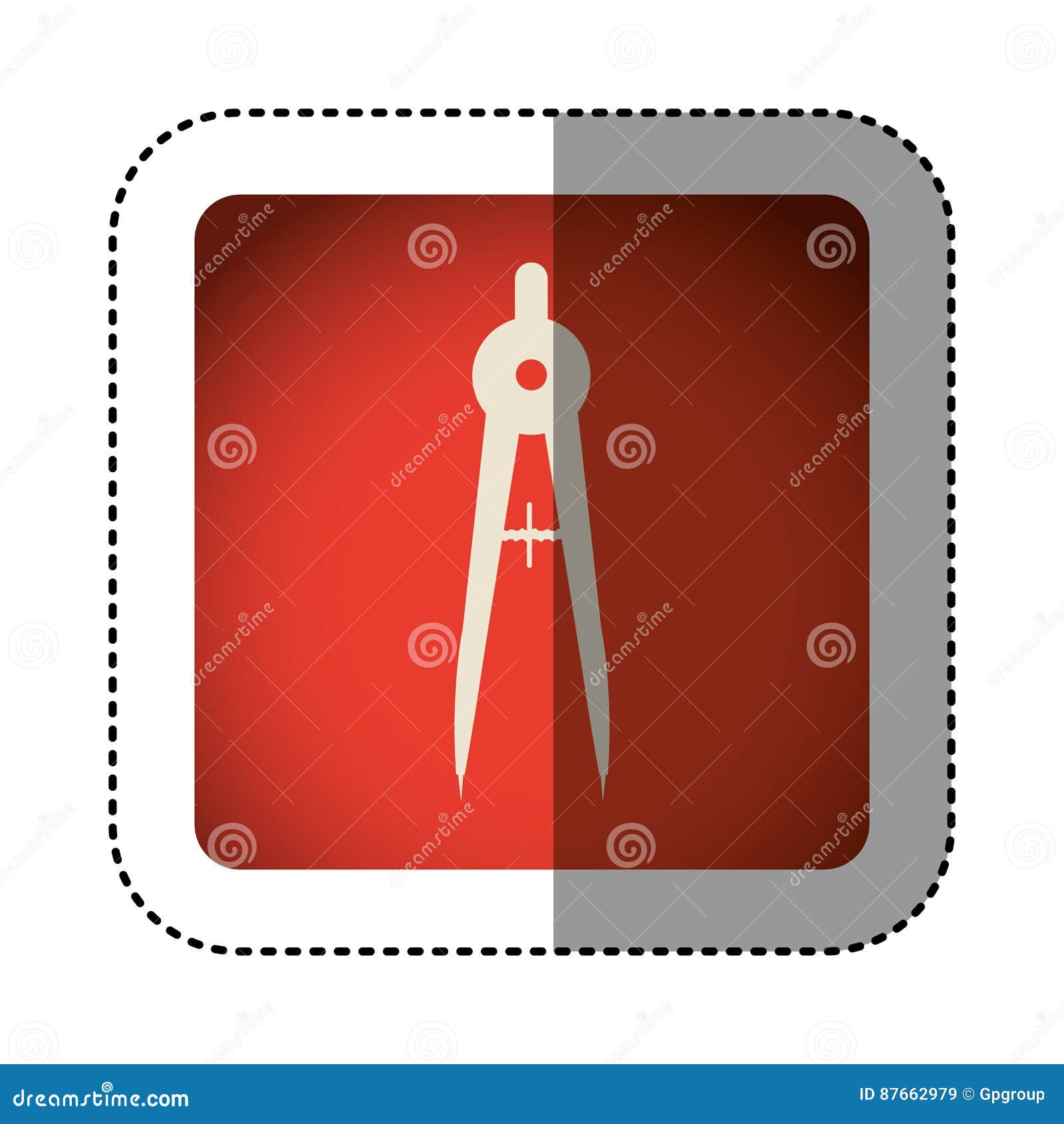 Sticker Color Square with Compass Icon Stock Illustration ...
