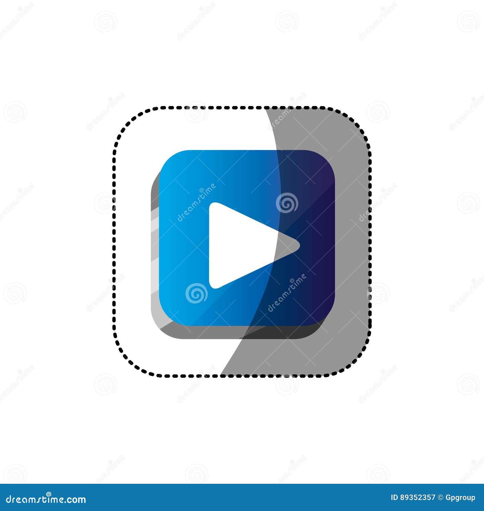 Sticker Color Square 3d Button with Play Button Stock Illustration ...