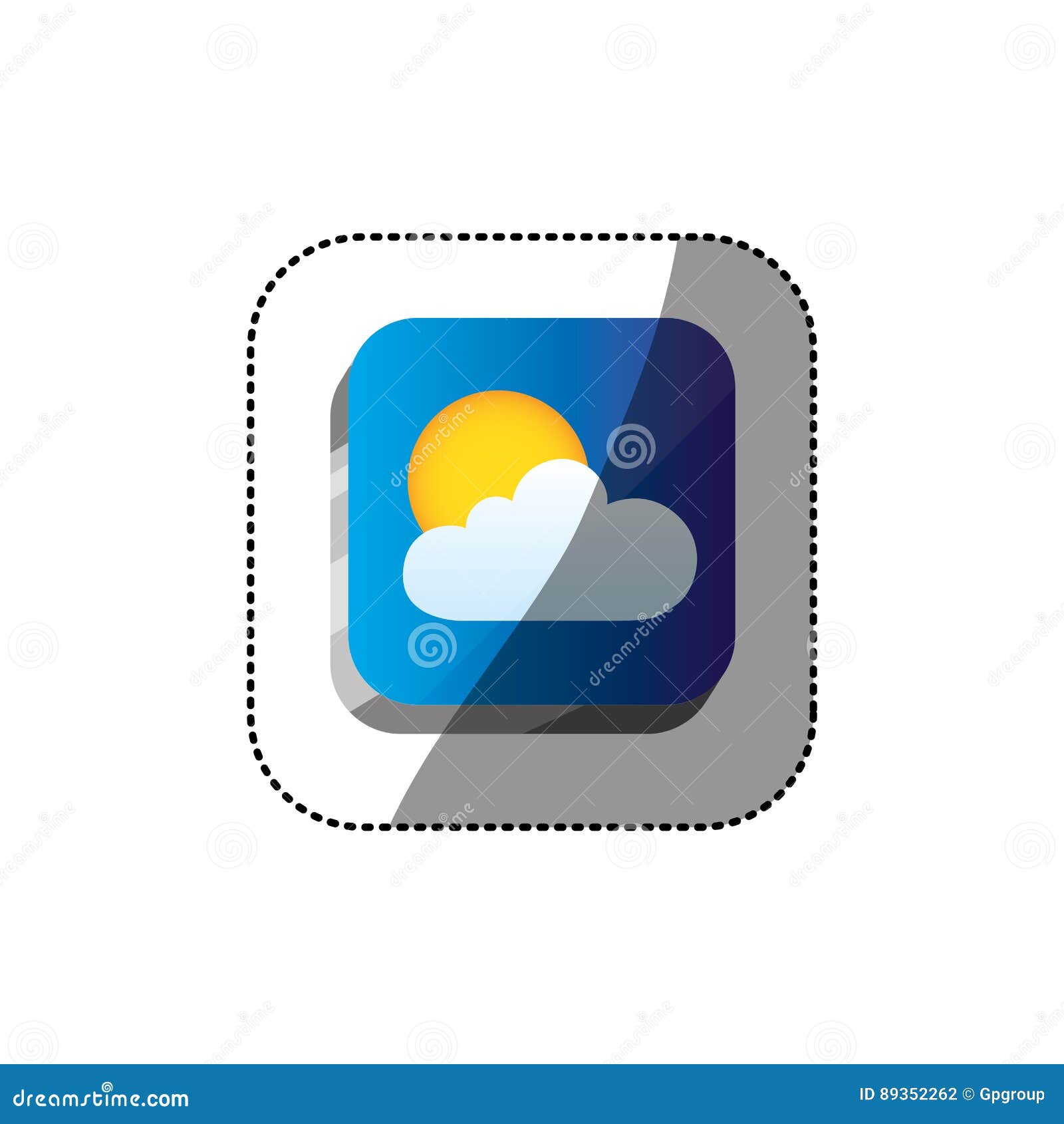 Sticker Color Square 3d Button with Realistic Cloud and Sun Stock ...