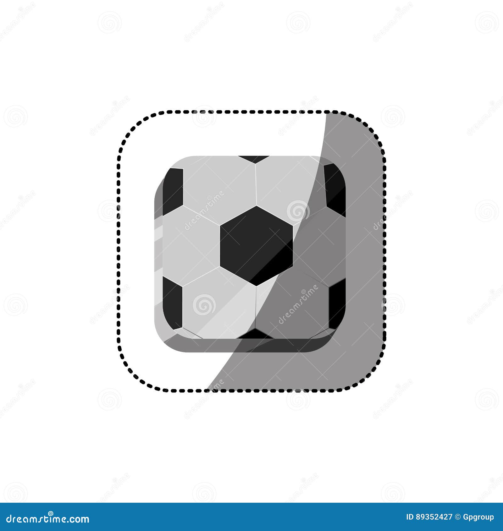 Sticker Color Square 3d Button with Soccer Shape Ball Stock ...