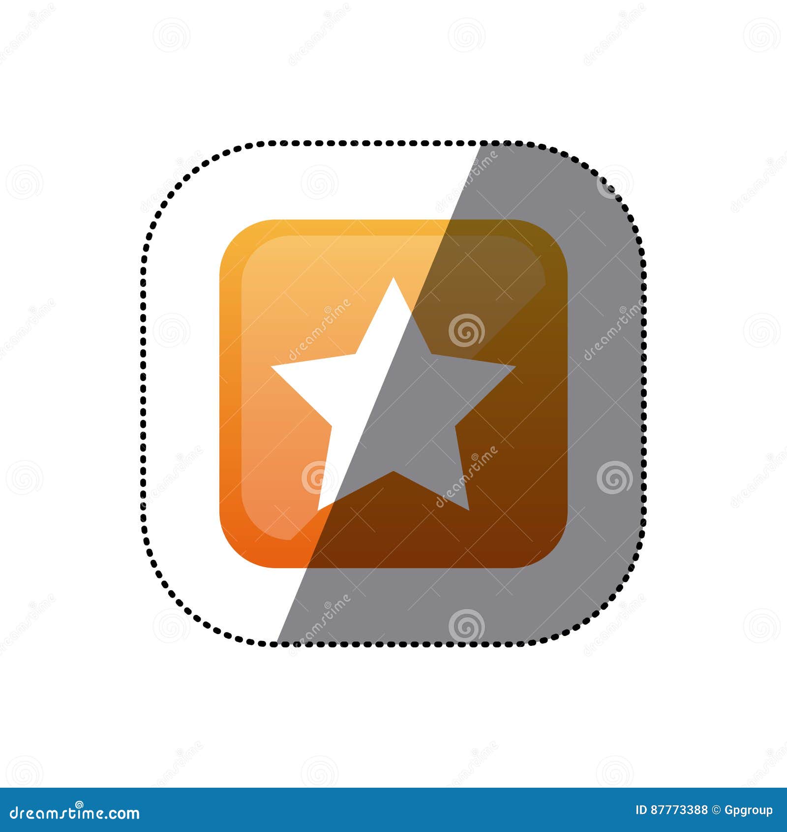 Sticker Color Square Emblem with Star Icon Stock Illustration ...