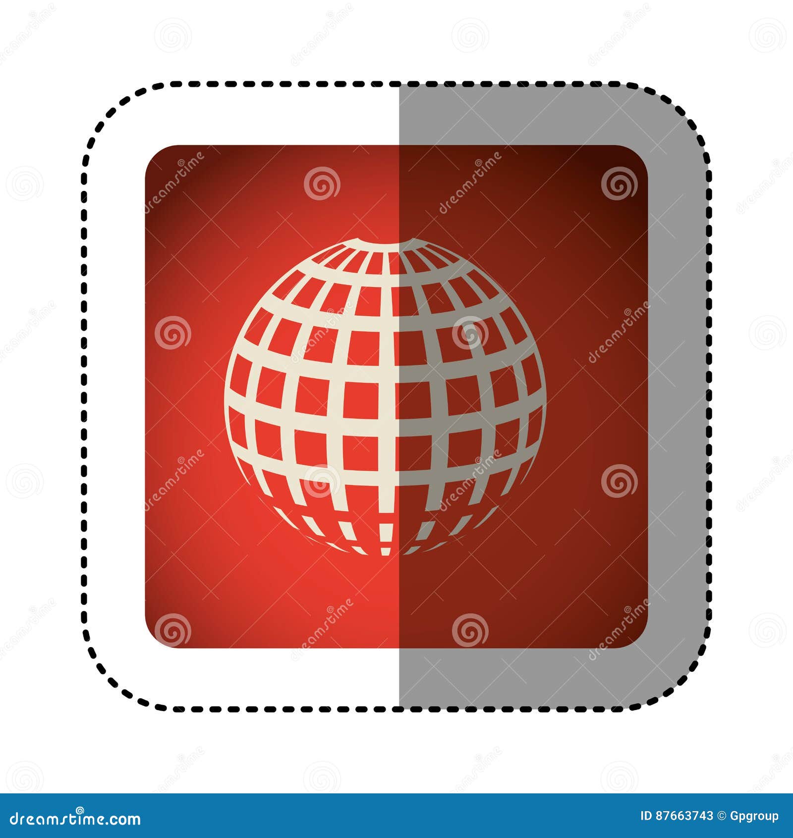 Sticker Color Square with Globe Earth Icon Stock Illustration ...