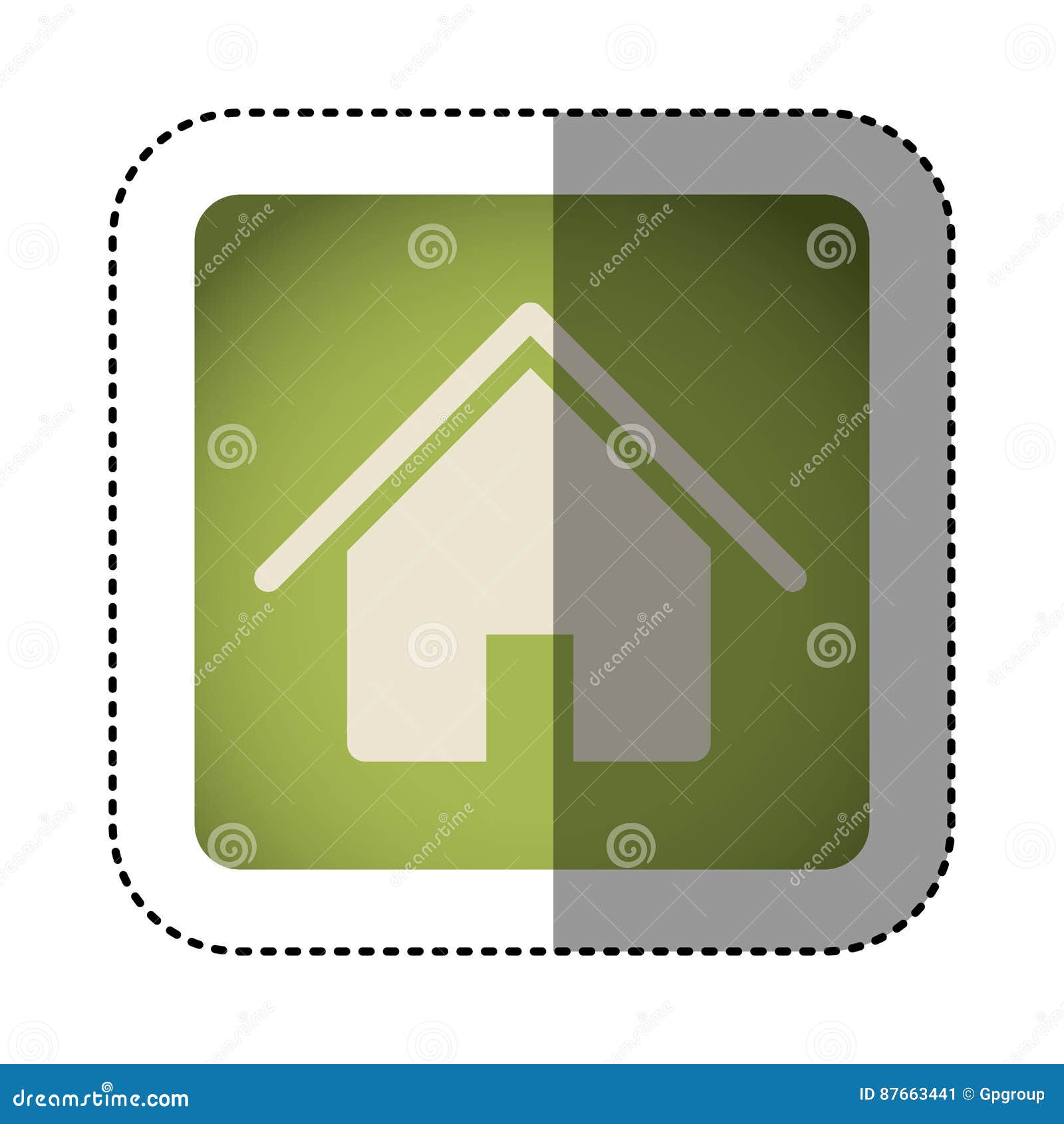 Sticker Color Square with House Icon Stock Illustration - Illustration ...
