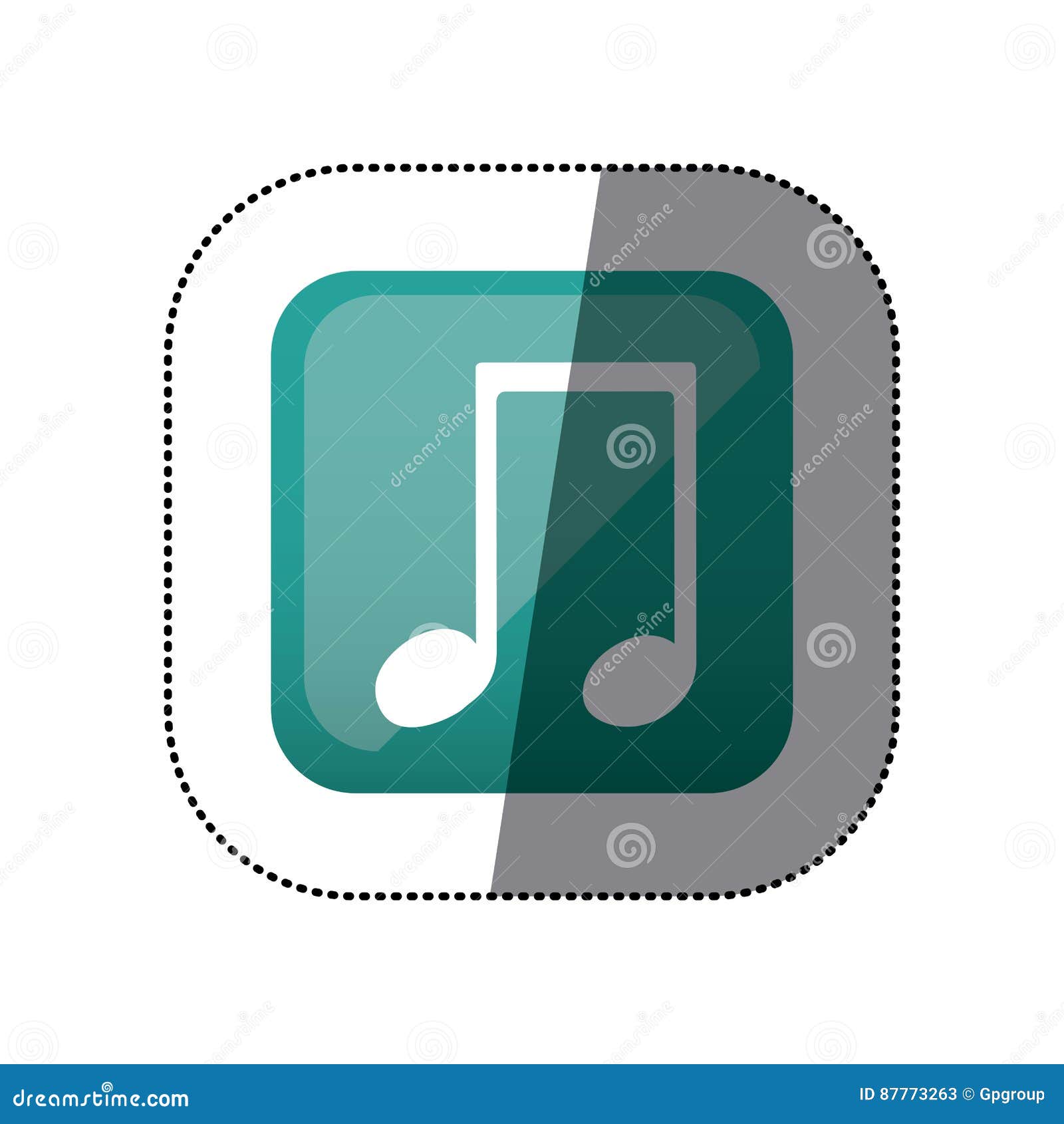 Sticker Color Square with Musical Note Stock Illustration ...