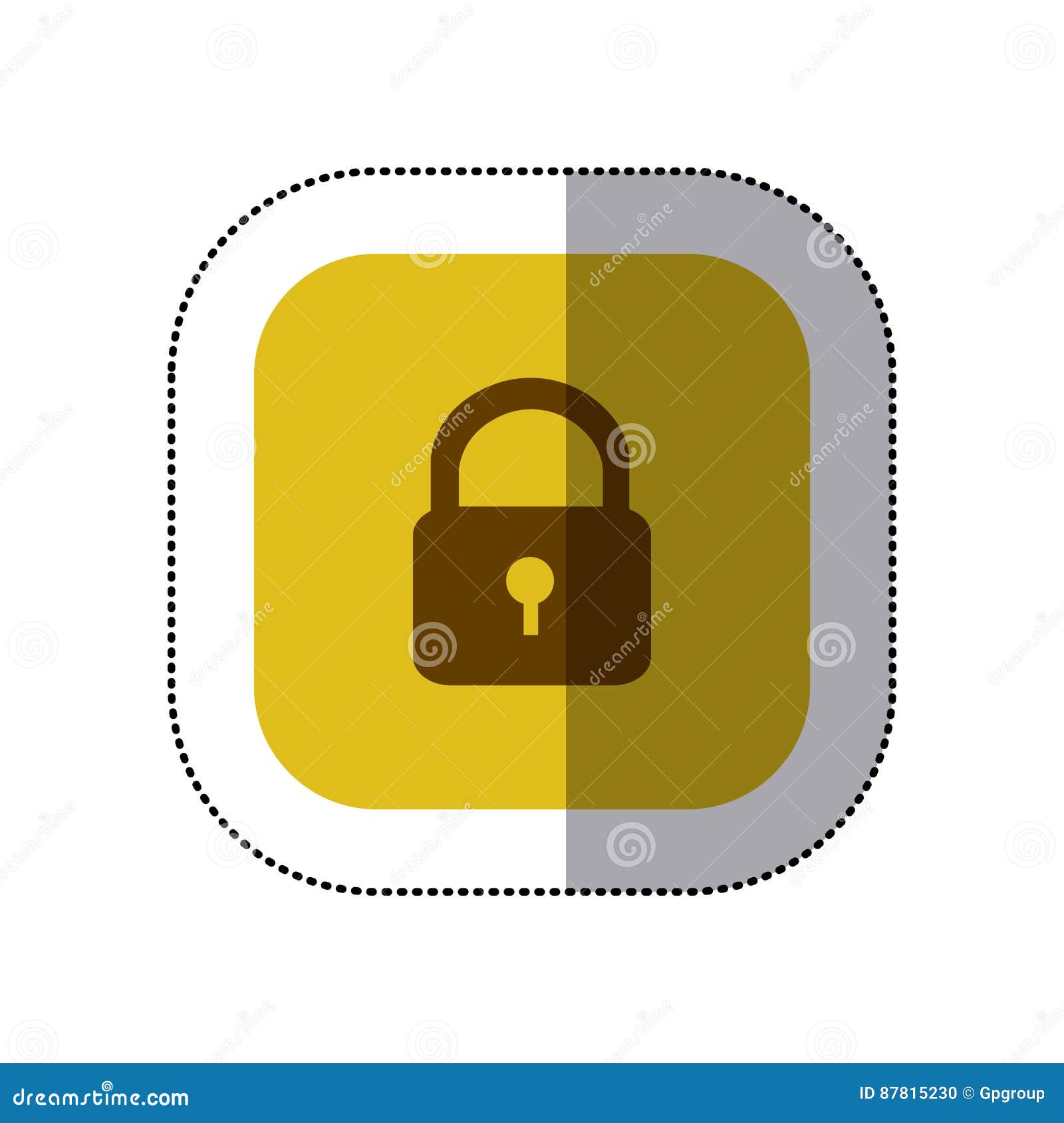 Sticker Color Square with Padlock Icon Stock Illustration ...