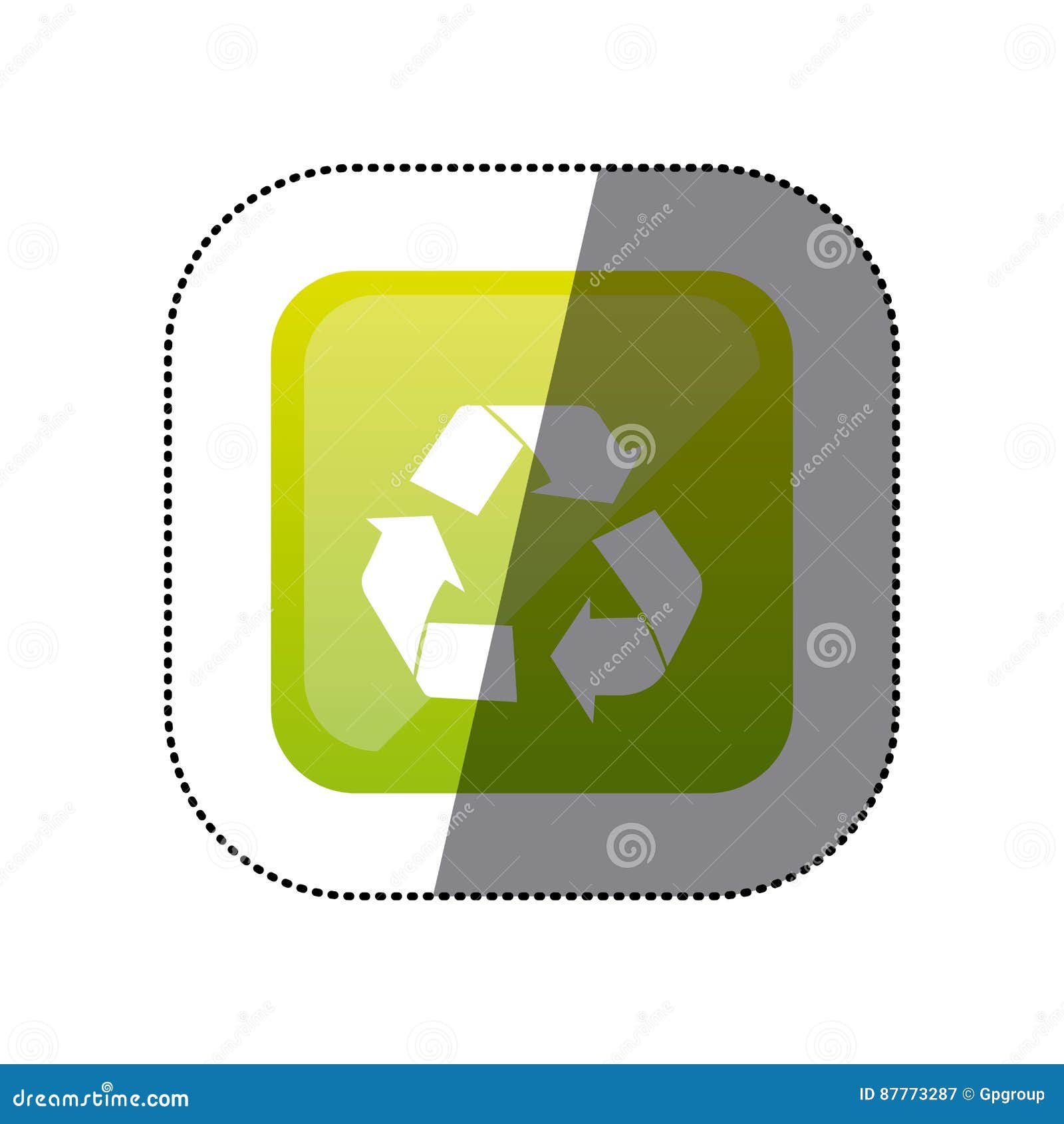 Sticker Color Square with Recycling Icon Stock Illustration ...