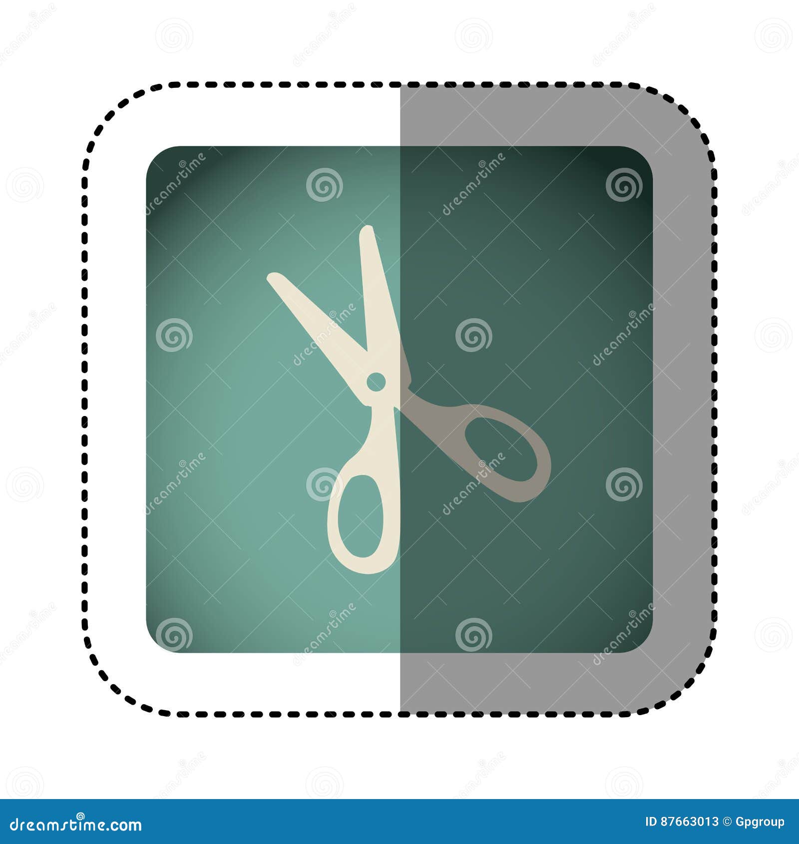 Sticker Color Square with Scissors Stock Illustration - Illustration of ...