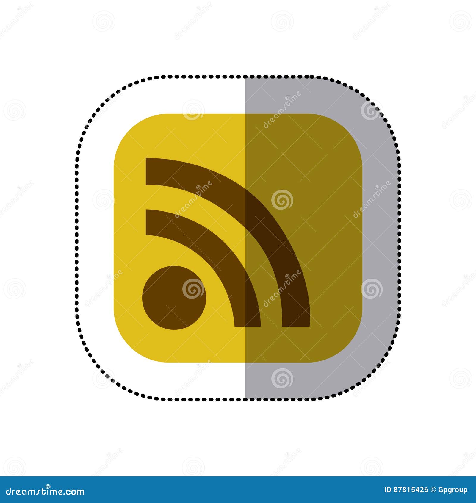 Sticker Color Square with Wifi Icon Stock Illustration - Illustration ...