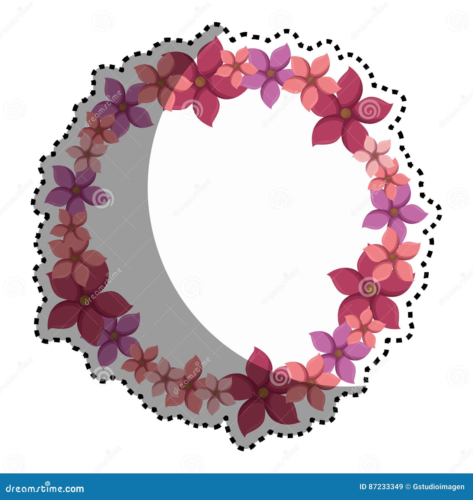 Sticker Colorful Circular Border with Flowers Stock Vector ...