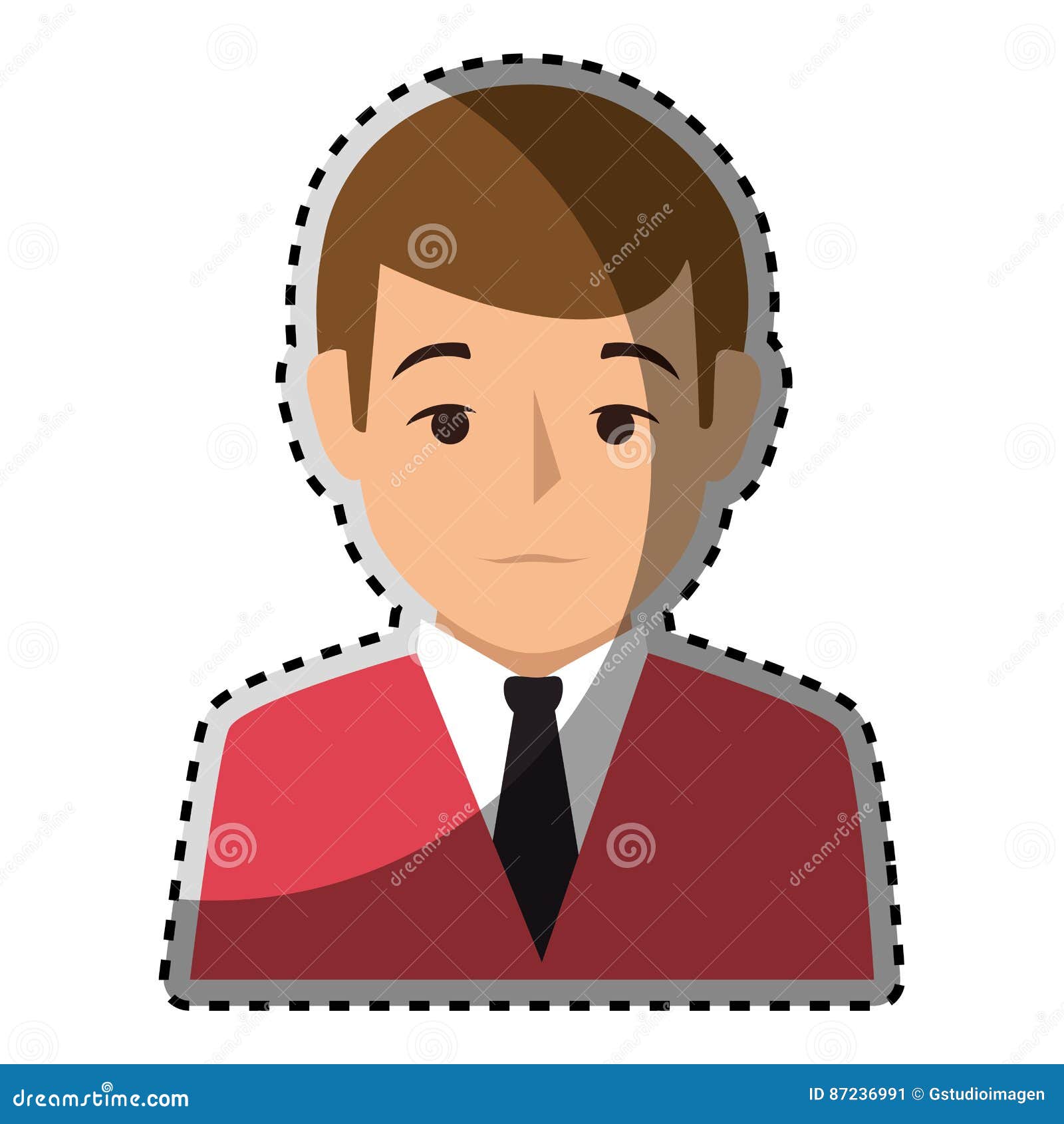 Sticker Colorful Half Body Man Formal Style Stock Vector - Illustration ...