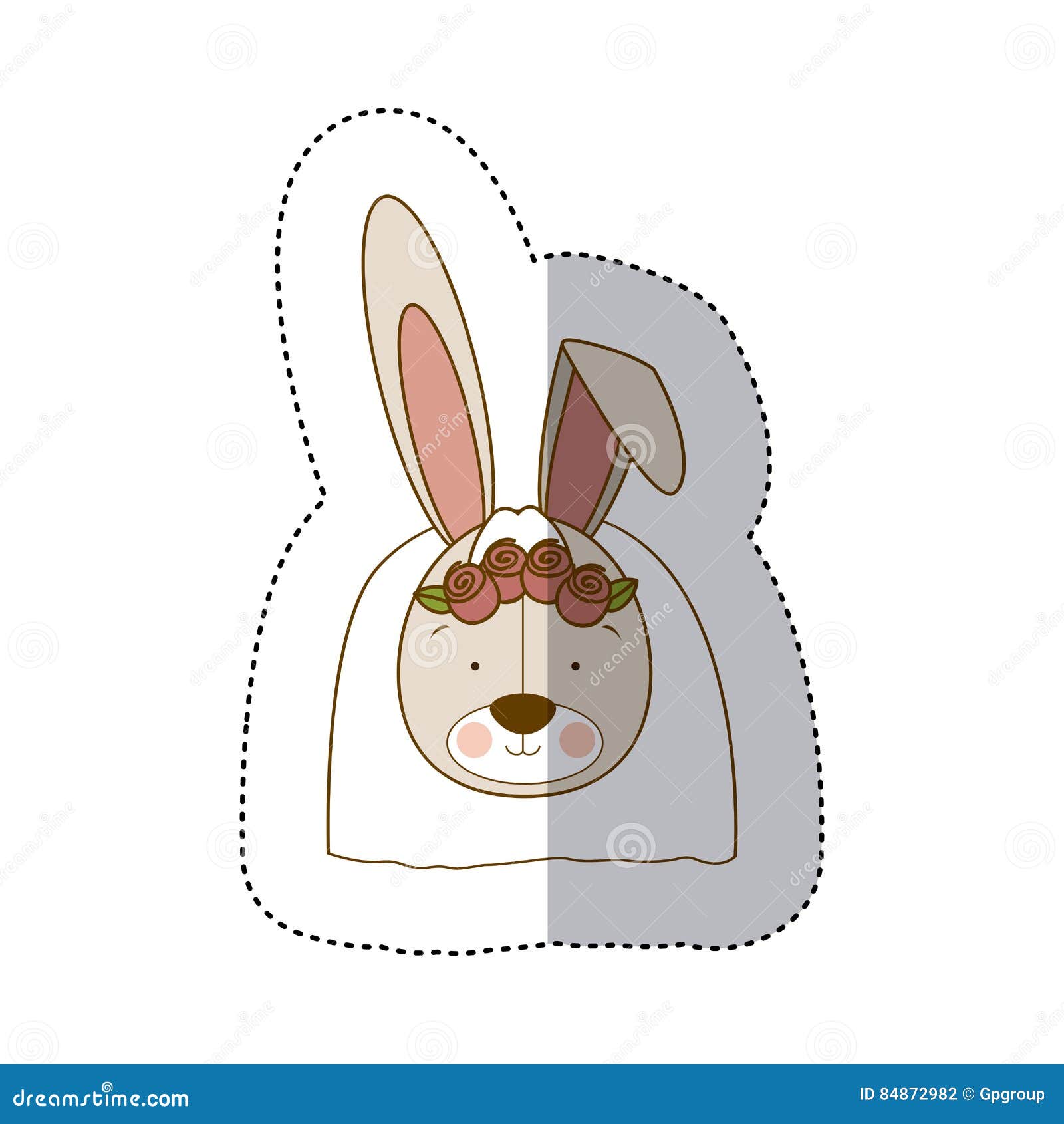 Sticker Colorful and Half Shadow with Face of Bride Rabbit Stock Vector ...