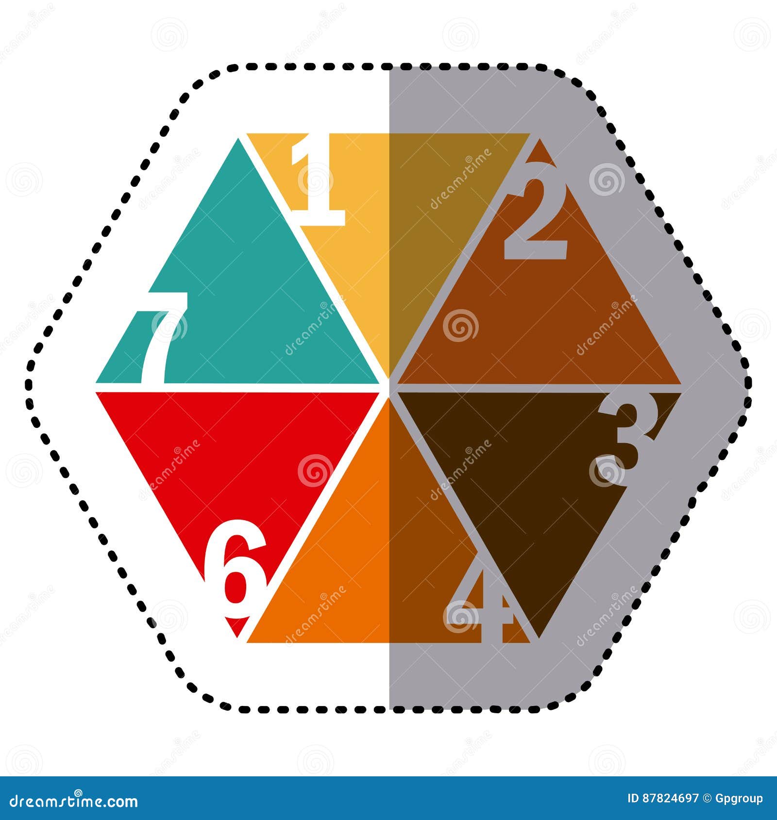 Sticker Colorful Hexagon Figure with Sections and Numeration Stock ...