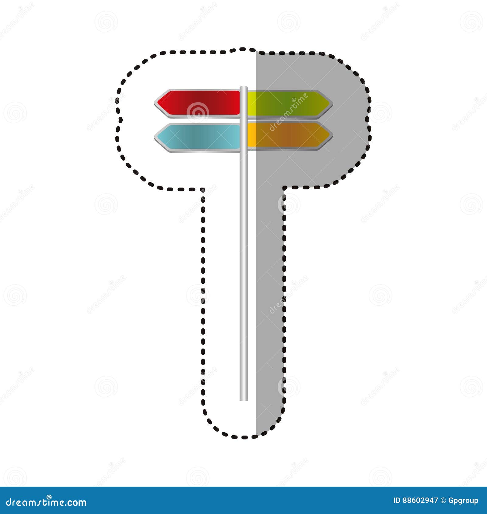 Sticker Colorful Metallic Multidirection Road Signs Set Stock ...