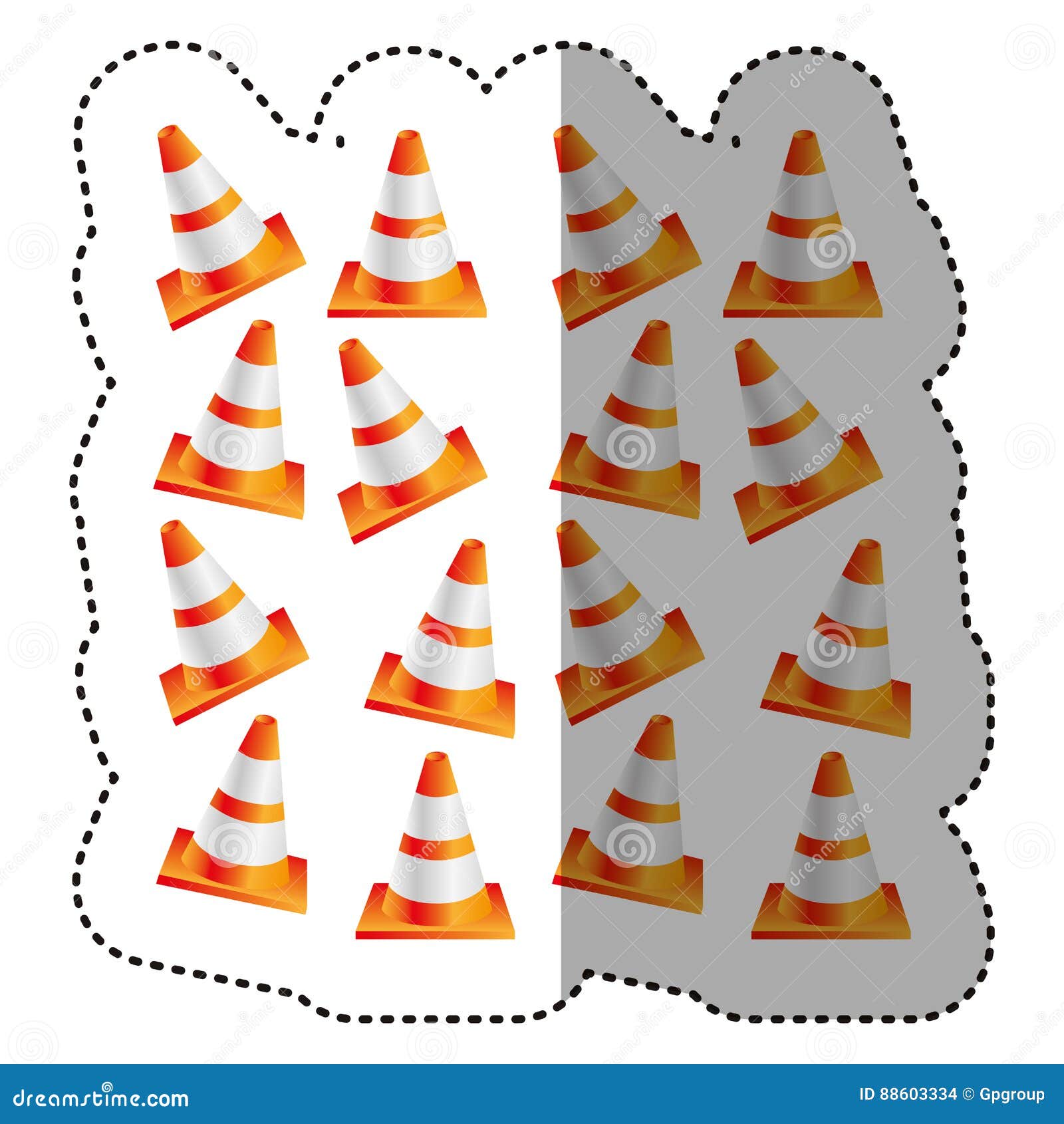 Sticker Colorful Realistic Pattern Traffic Cone Set Stock Illustration ...