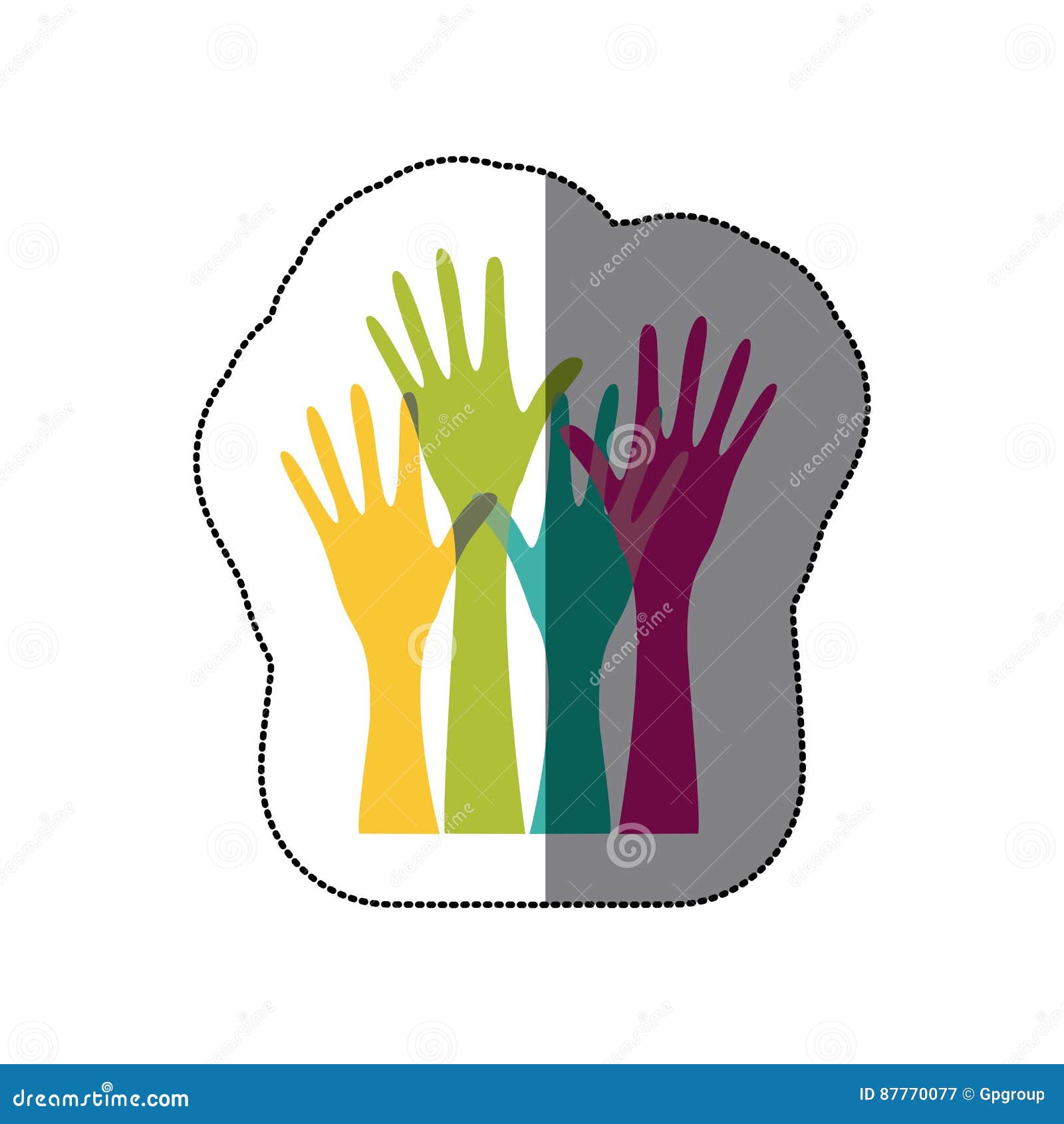 Sticker Colorful Set Hands Raised Icon Stock Illustration ...