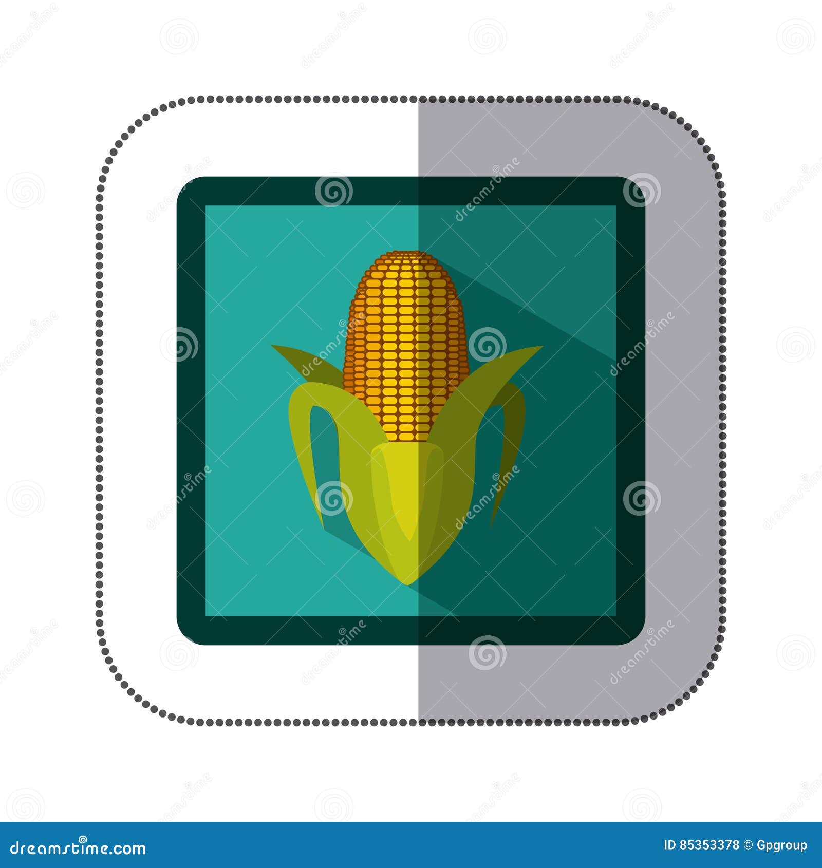 Sticker Colorful Square with Corn Stock Illustration - Illustration of ...