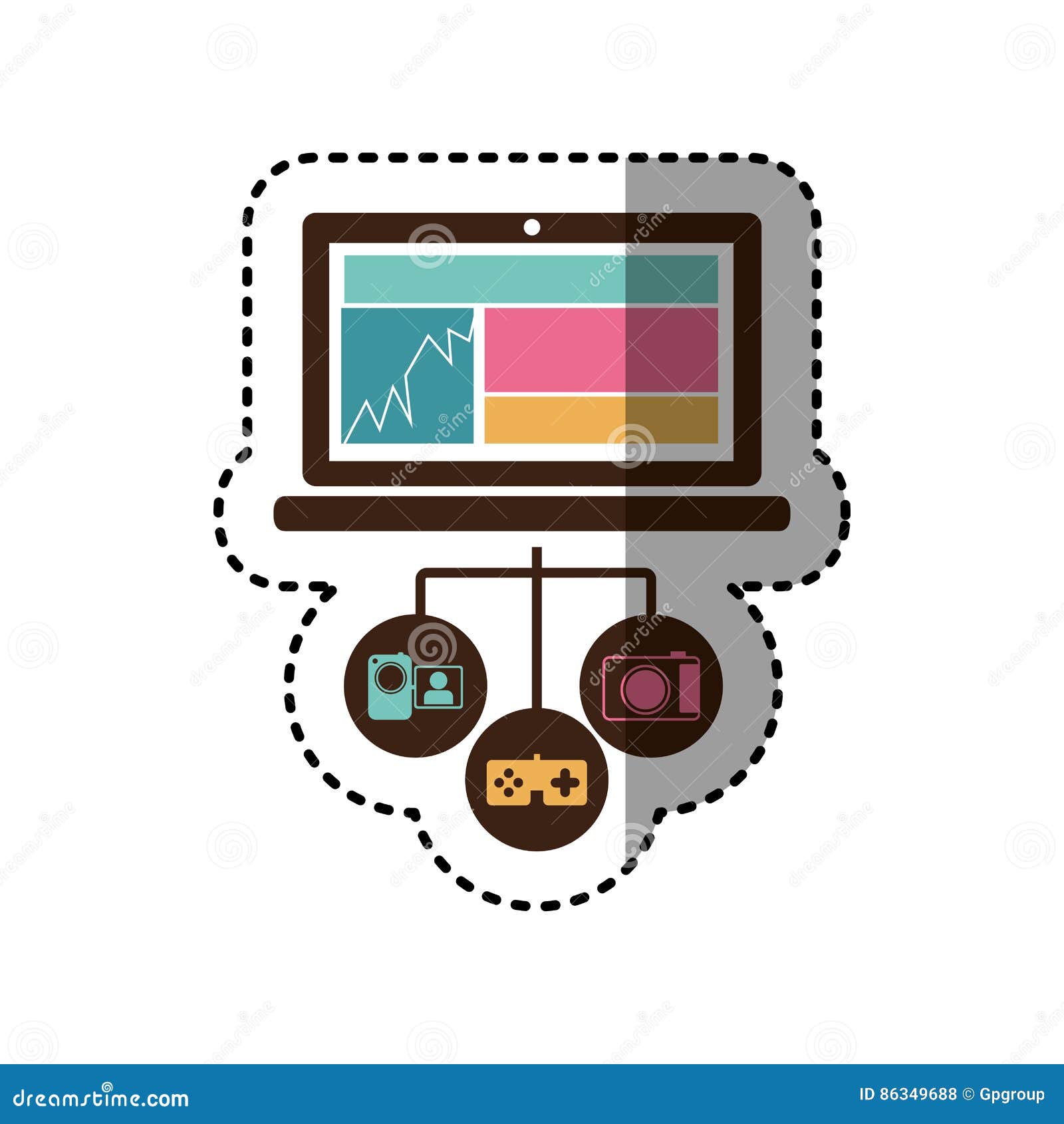 Sticker Colorful Tech Laptop Computer Database Server Icon Stock Stock ...