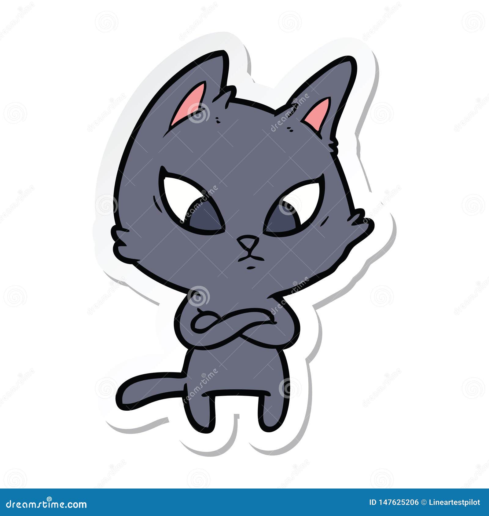 Sticker of a Confused Cartoon Cat Stock Vector - Illustration of quirky ...