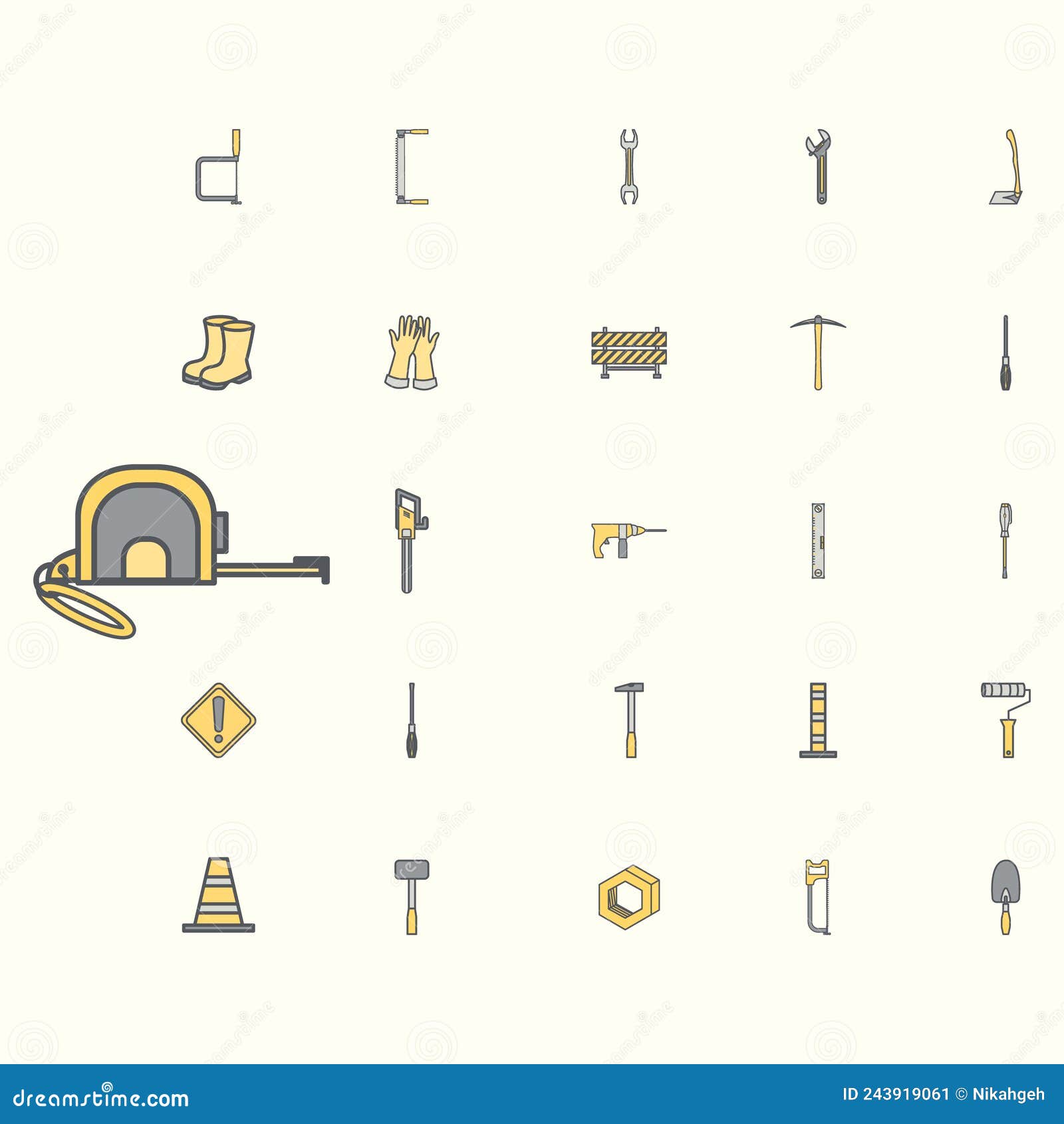 Sticker Construction Tools Icon Set Stock Vector - Illustration of ...