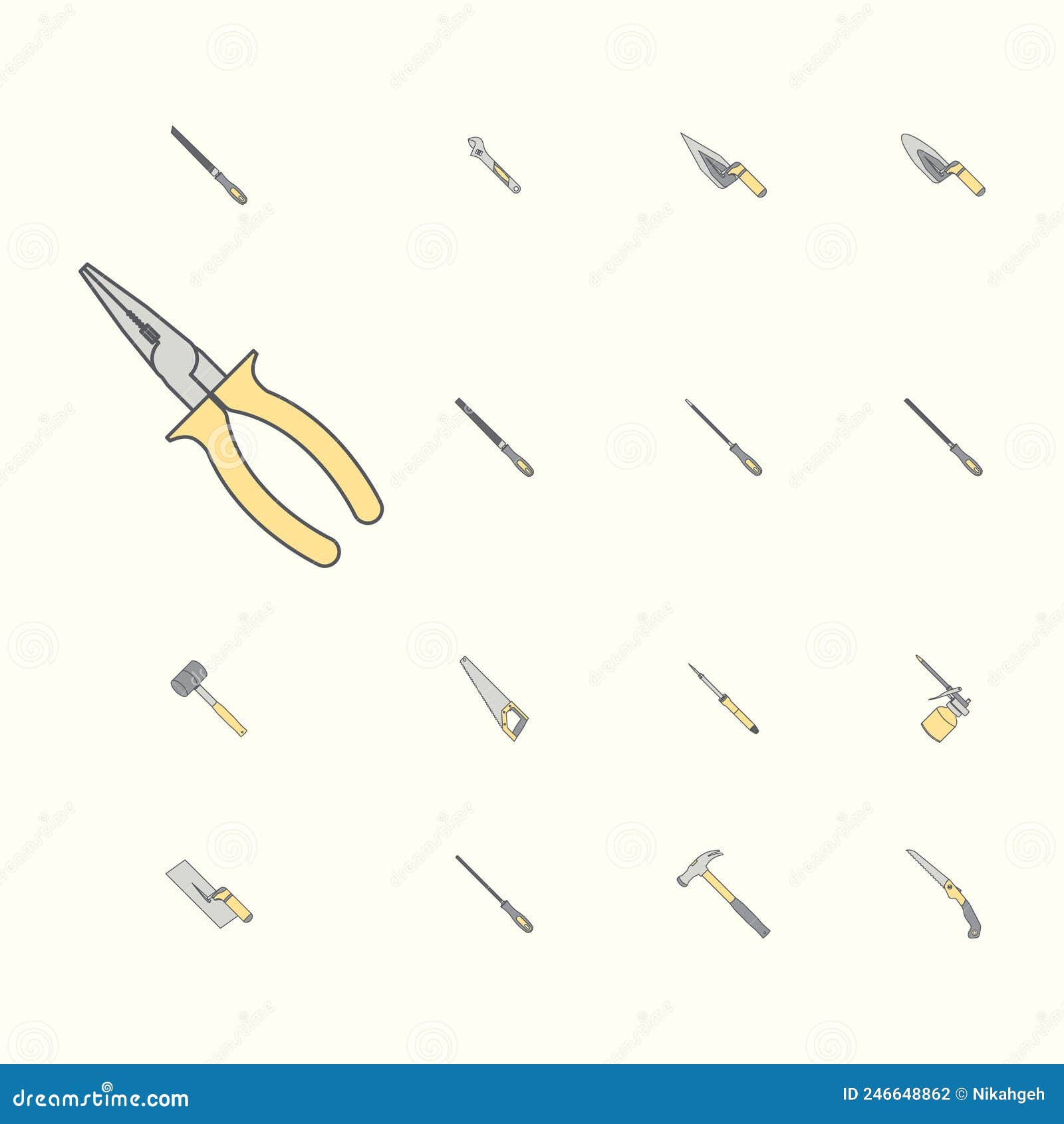 Sticker Construction Tools Icon Set Stock Illustration - Illustration ...