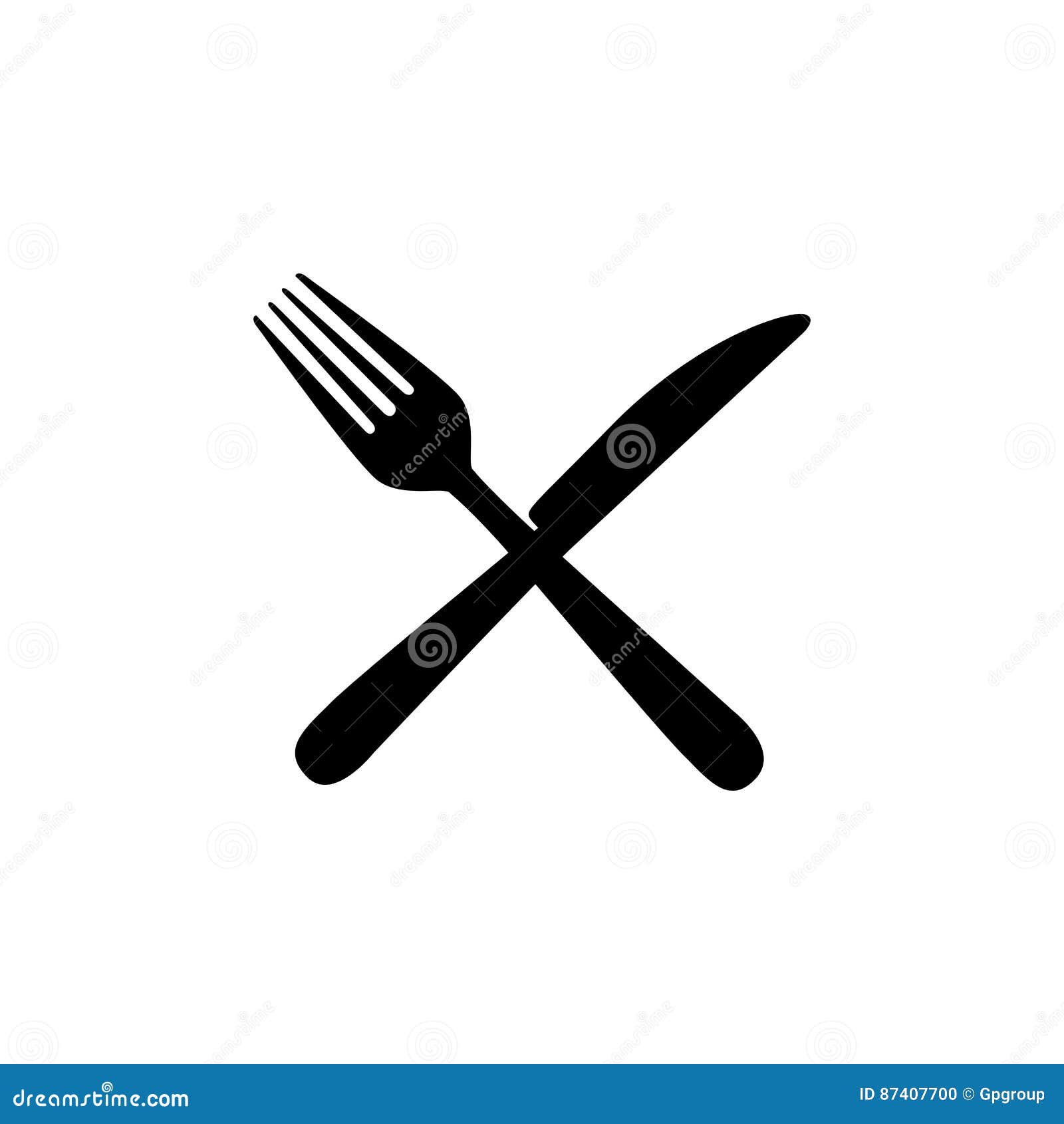 Sticker Contour Knife and Fork Icon Stock Illustration - Illustration ...