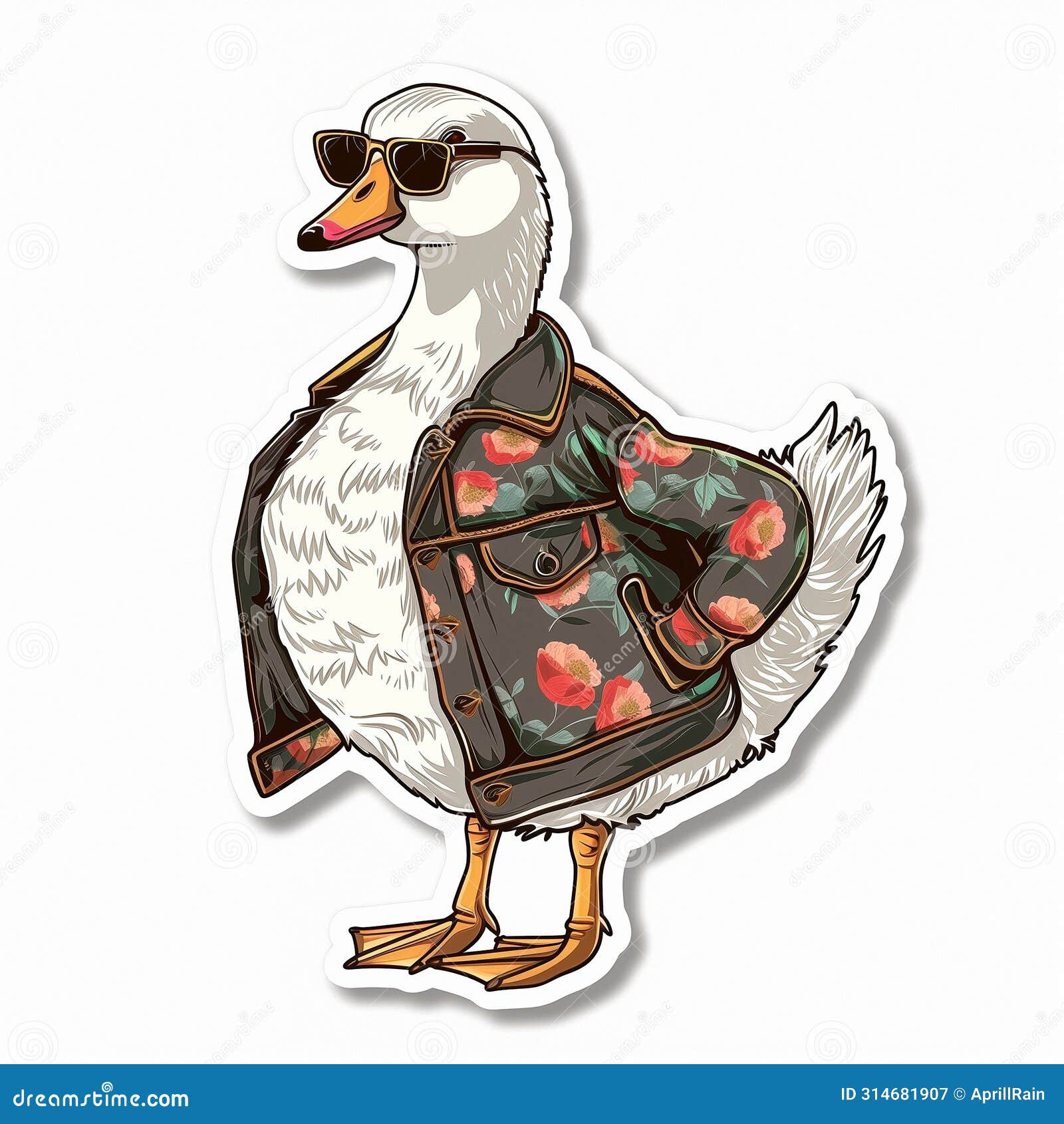 Sticker with a Cool Goose in Glasses Stock Image - Image of white, bird ...