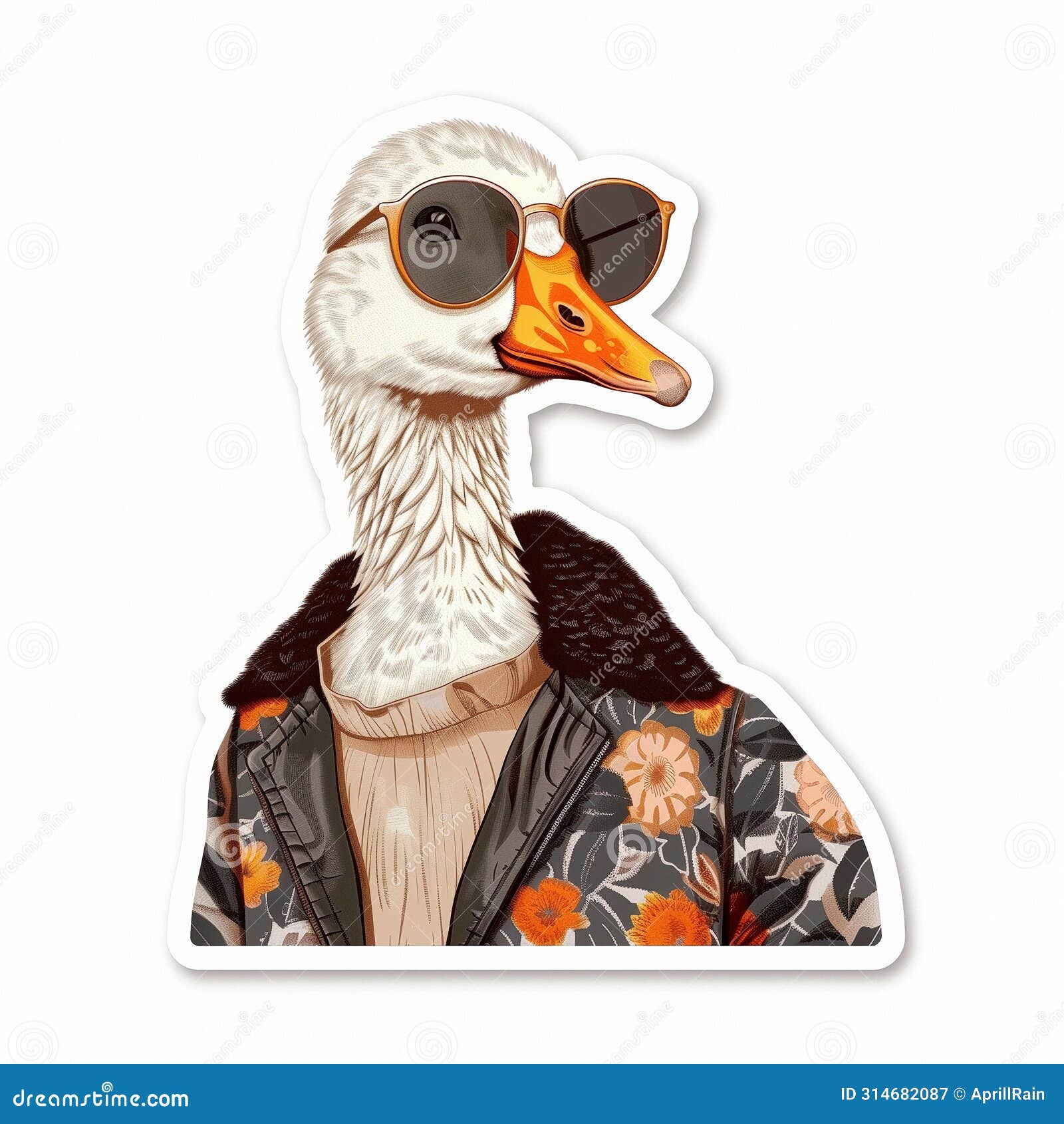 Sticker with a Cool Goose in Glasses Stock Image - Image of cartoon ...