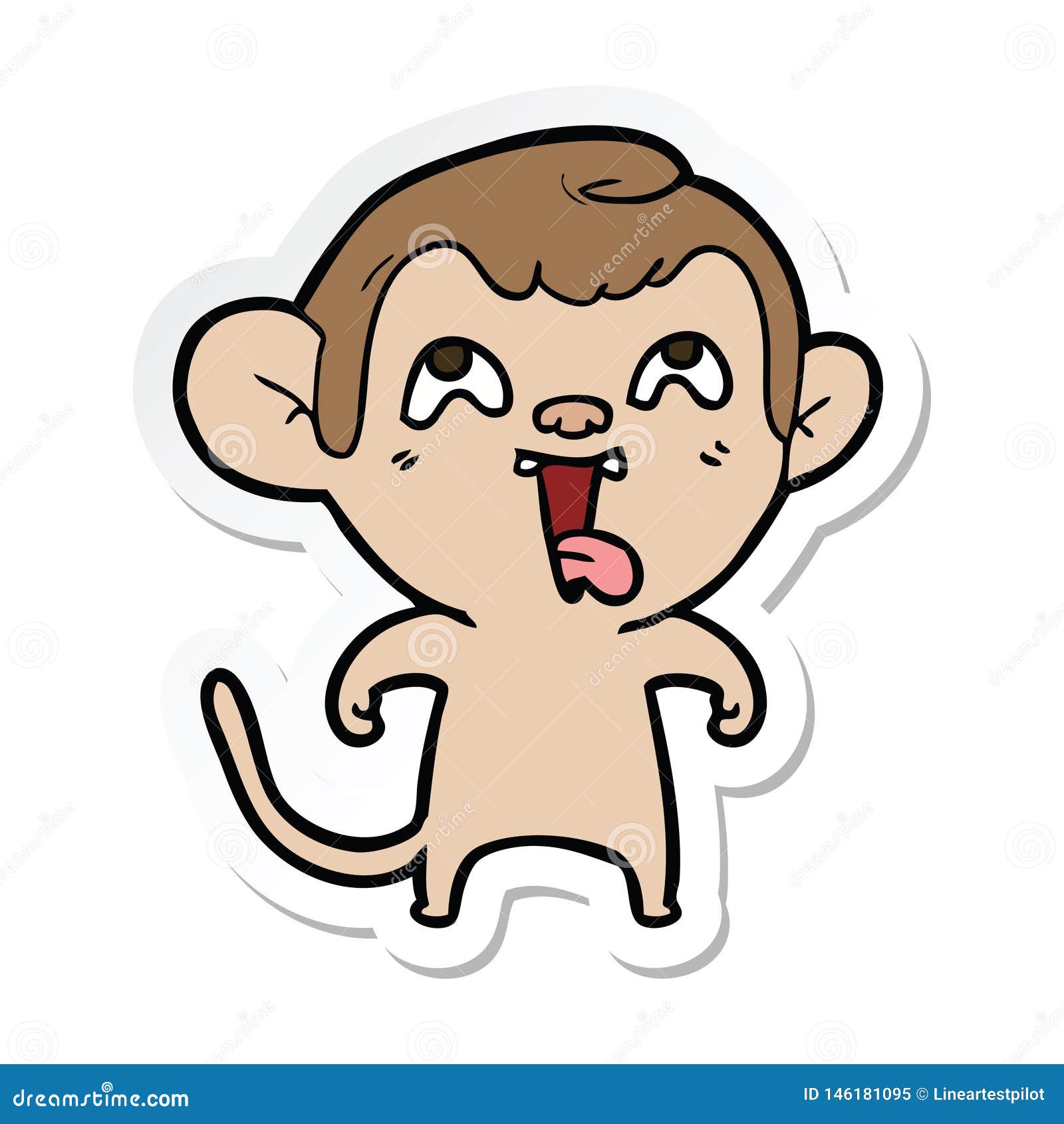 Sticker of a Crazy Cartoon Monkey Stock Vector - Illustration of ...