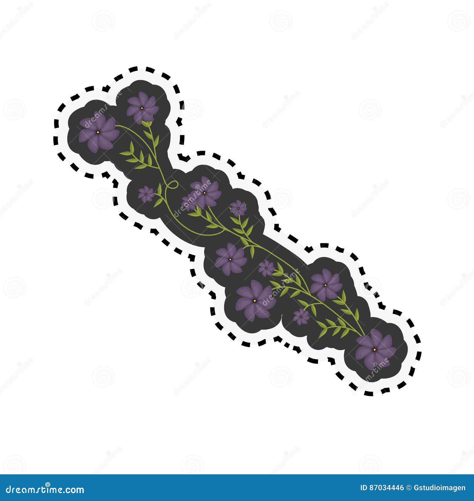 Sticker Creeper with Violet Flowers Floral Design Stock Vector ...