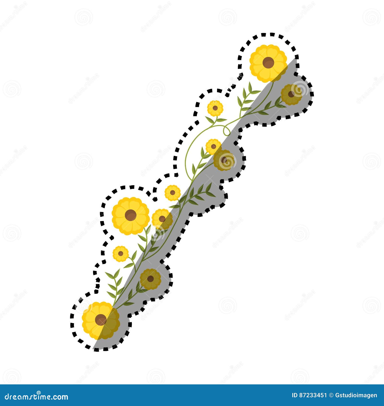 Sticker of Creeper with Yellow Flowers Floral Design Stock Vector ...