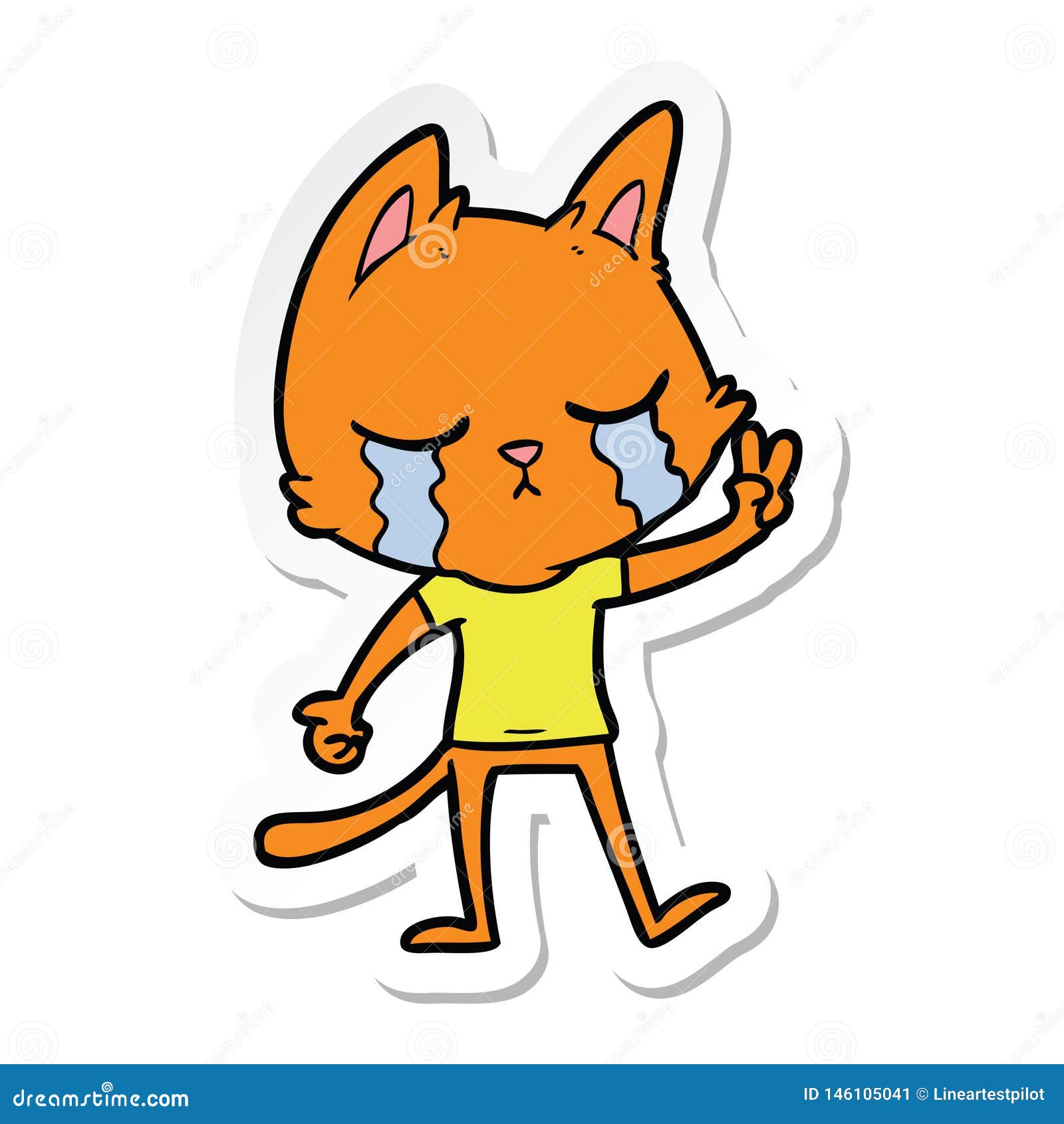 Sticker of a Crying Cartoon Cat Stock Vector - Illustration of label ...