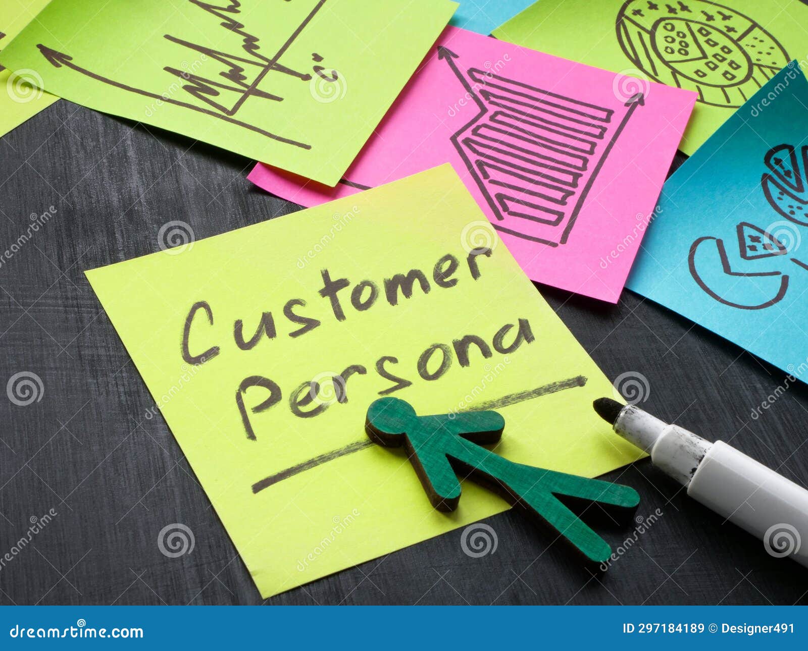 Sticker with Customer Persona and Marker. Stock Image - Image of ...