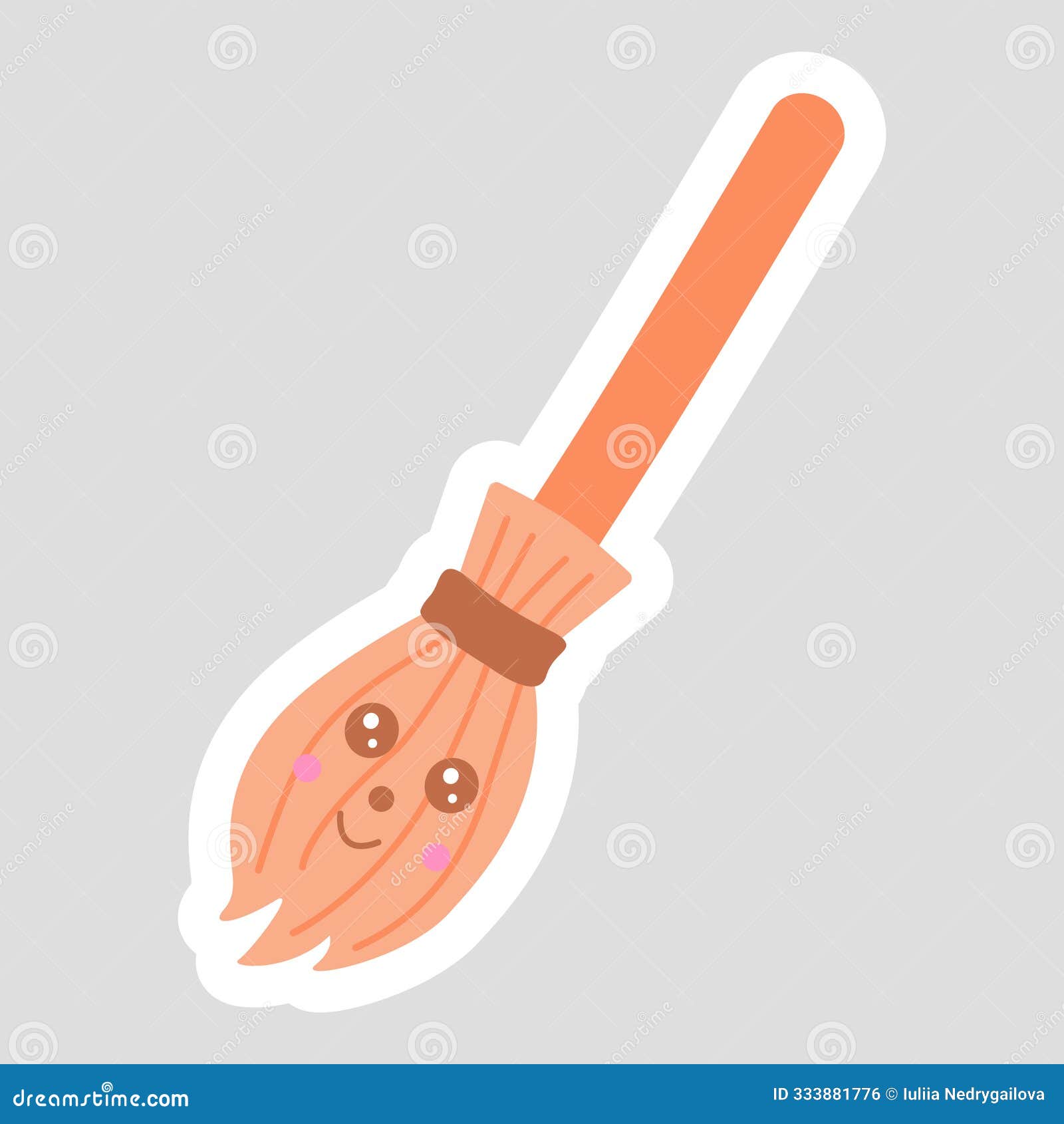 Sticker with Cute Broom, Vector for Kids Stock Vector - Illustration of ...