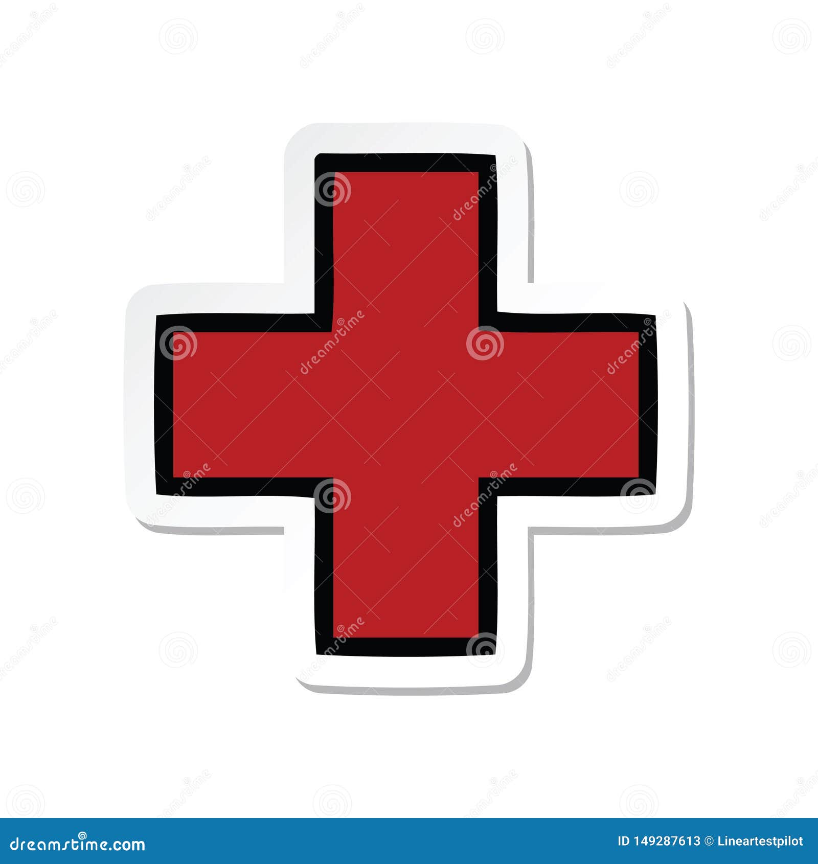 Sticker of a Cute Cartoon Addition Symbol Stock Vector - Illustration ...