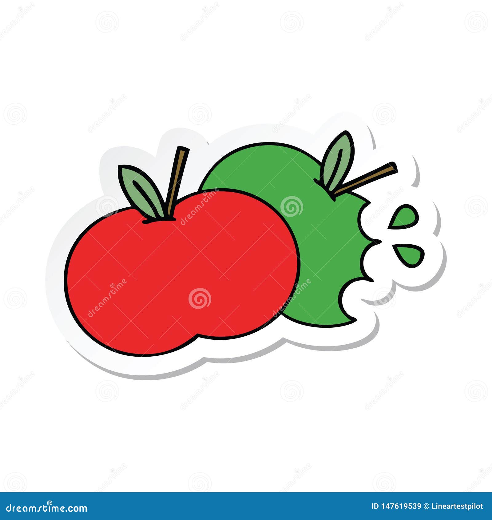 Sticker of a Cute Cartoon Apples Stock Vector - Illustration of icon ...