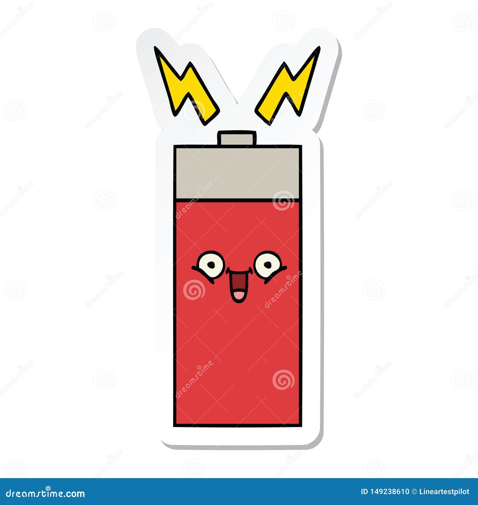 Sticker of a Cute Cartoon Battery Stock Vector - Illustration of ...