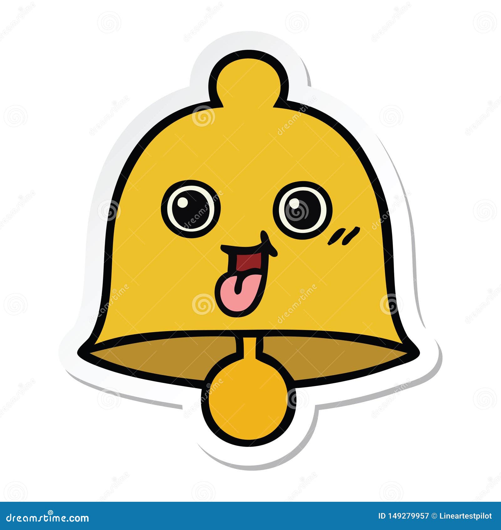 Sticker of a Cute Cartoon Bell Stock Vector - Illustration of drawing ...