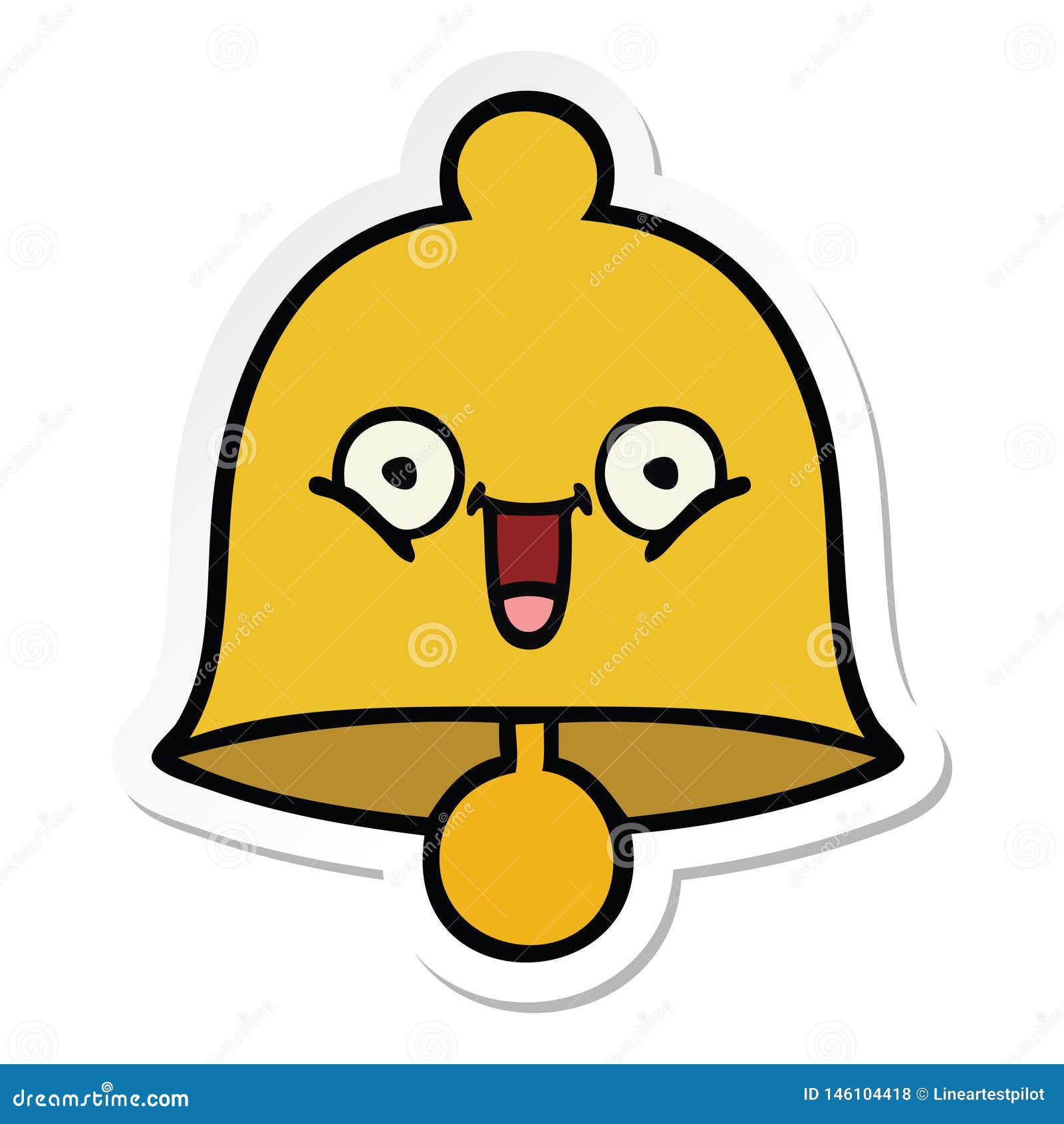 Sticker of a Cute Cartoon Bell Stock Vector - Illustration of decal ...