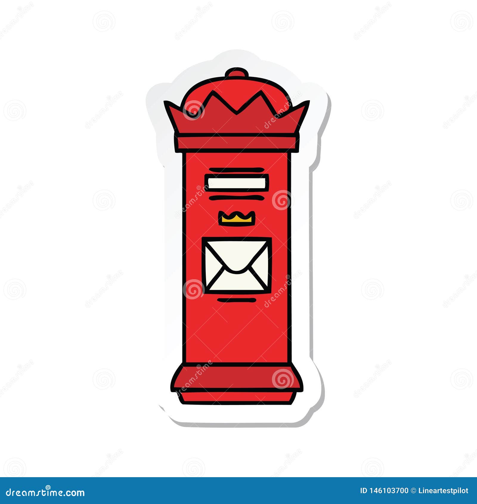 Sticker of a Cute Cartoon British Post Box Stock Vector - Illustration ...