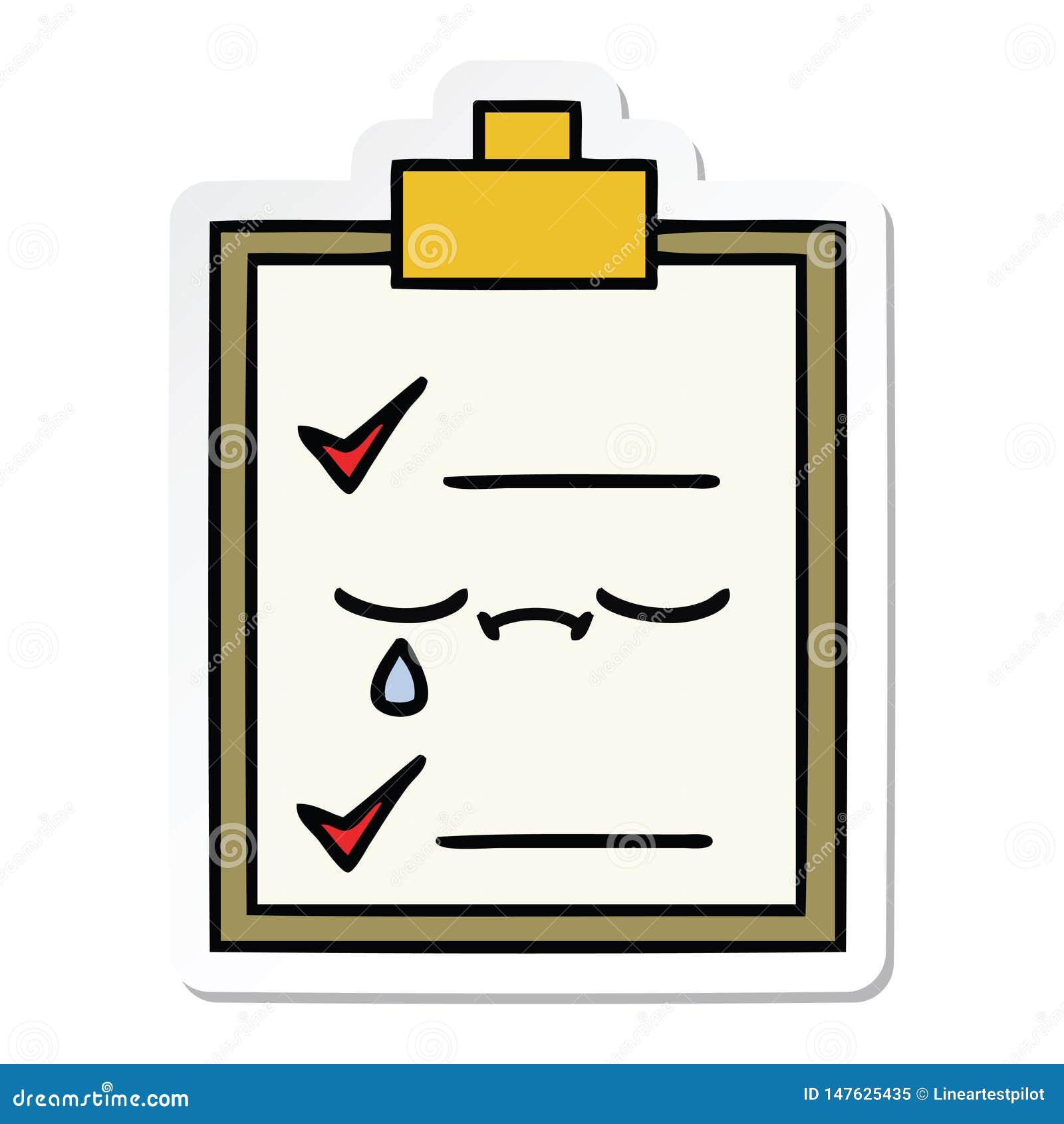 Sticker of a Cute Cartoon Check List Stock Vector - Illustration of ...