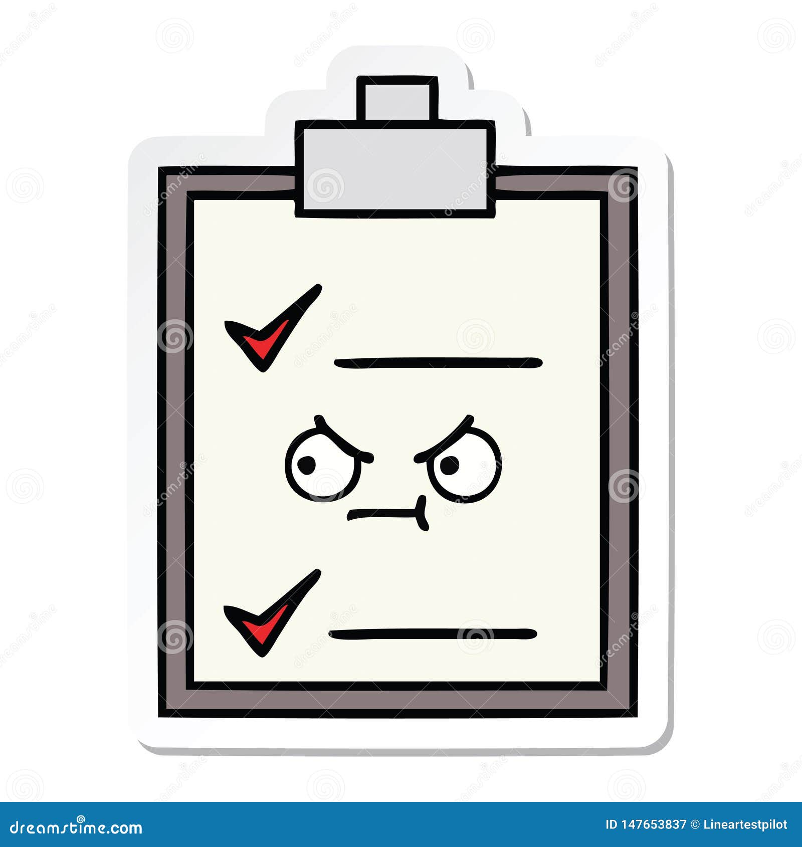 Sticker of a Cute Cartoon Check List Stock Vector - Illustration of ...