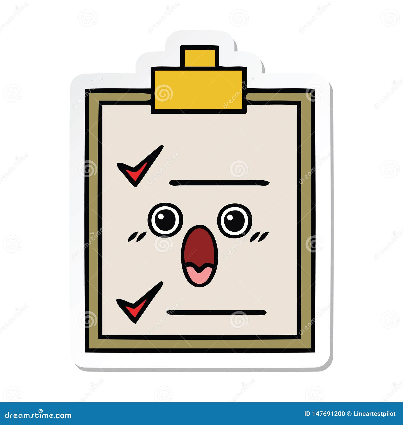 Sticker of a Cute Cartoon Check List Stock Vector - Illustration of ...