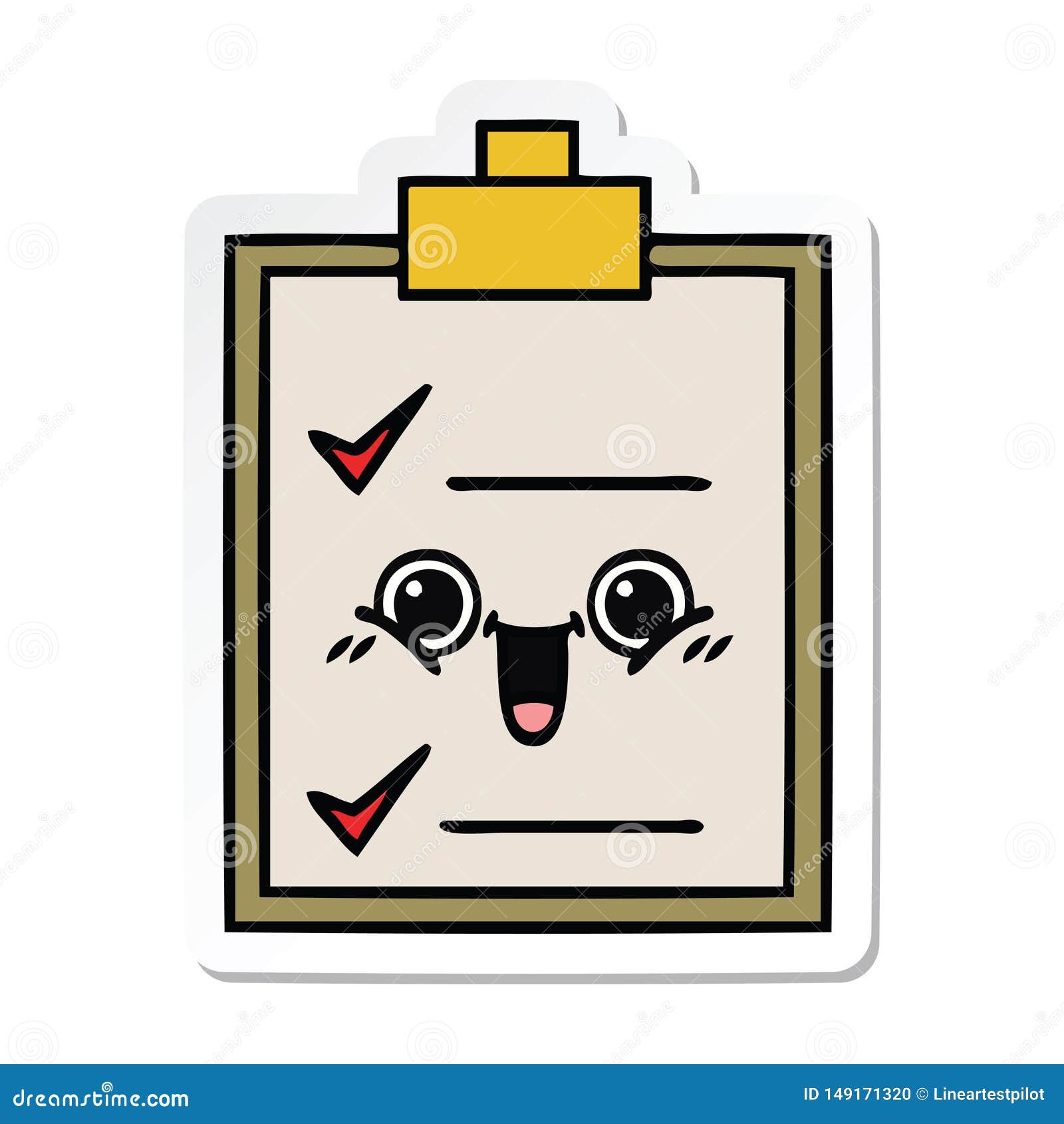 Sticker of a Cute Cartoon Check List Stock Vector - Illustration of ...