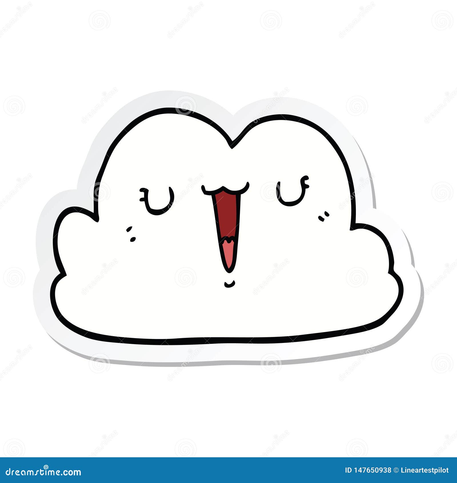 Sticker of a Cute Cartoon Cloud Stock Vector - Illustration of stick ...