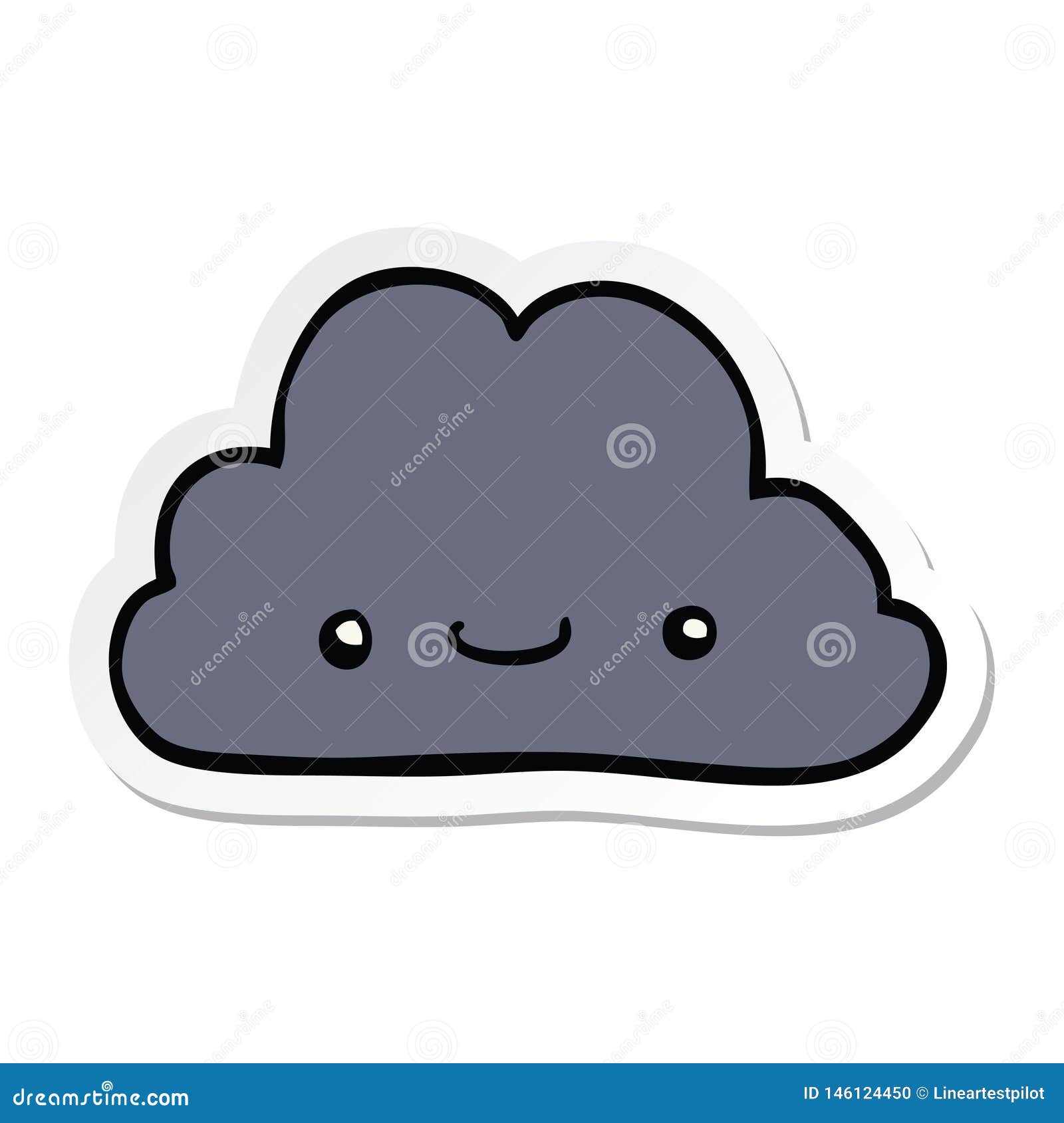 Sticker of a Cute Cartoon Cloud Stock Vector - Illustration of artwork ...