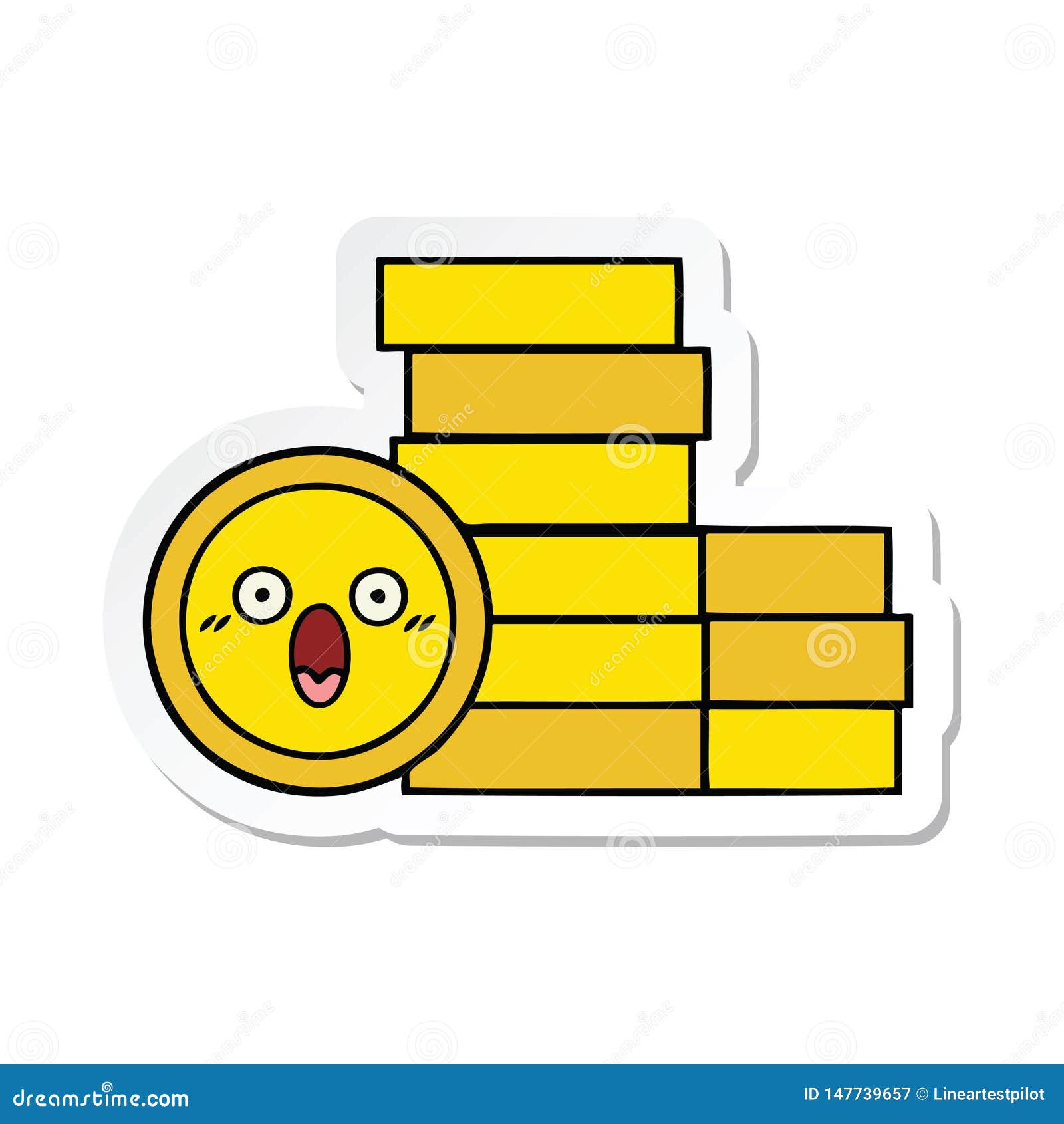 Sticker of a Cute Cartoon Coins Stock Vector - Illustration of icon ...