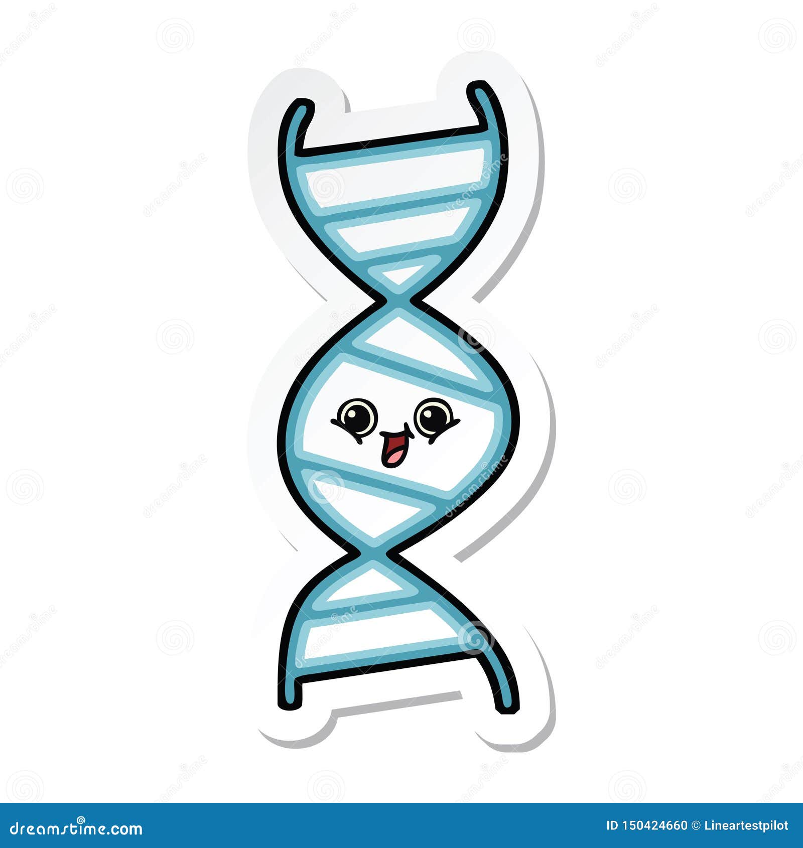 Sticker of a Cute Cartoon DNA Strand Stock Vector - Illustration of ...